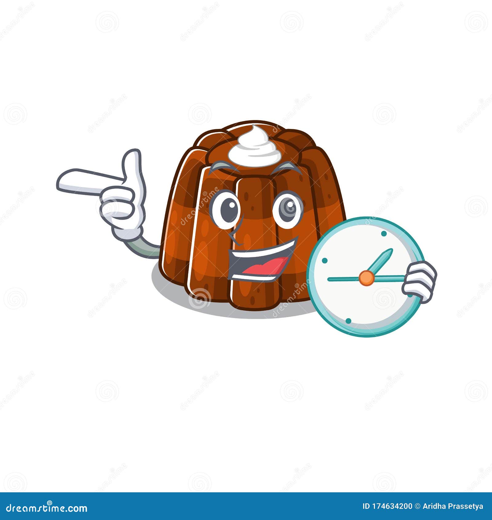 Cartoon Character Concept Chocolate Pudding Having Clock Stock Vector ...