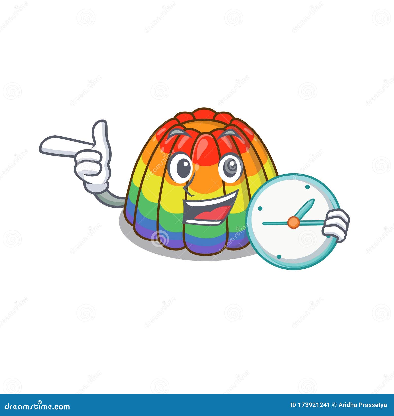 Cartoon Character Concept Rainbow Jelly Having Clock Stock Vector ...