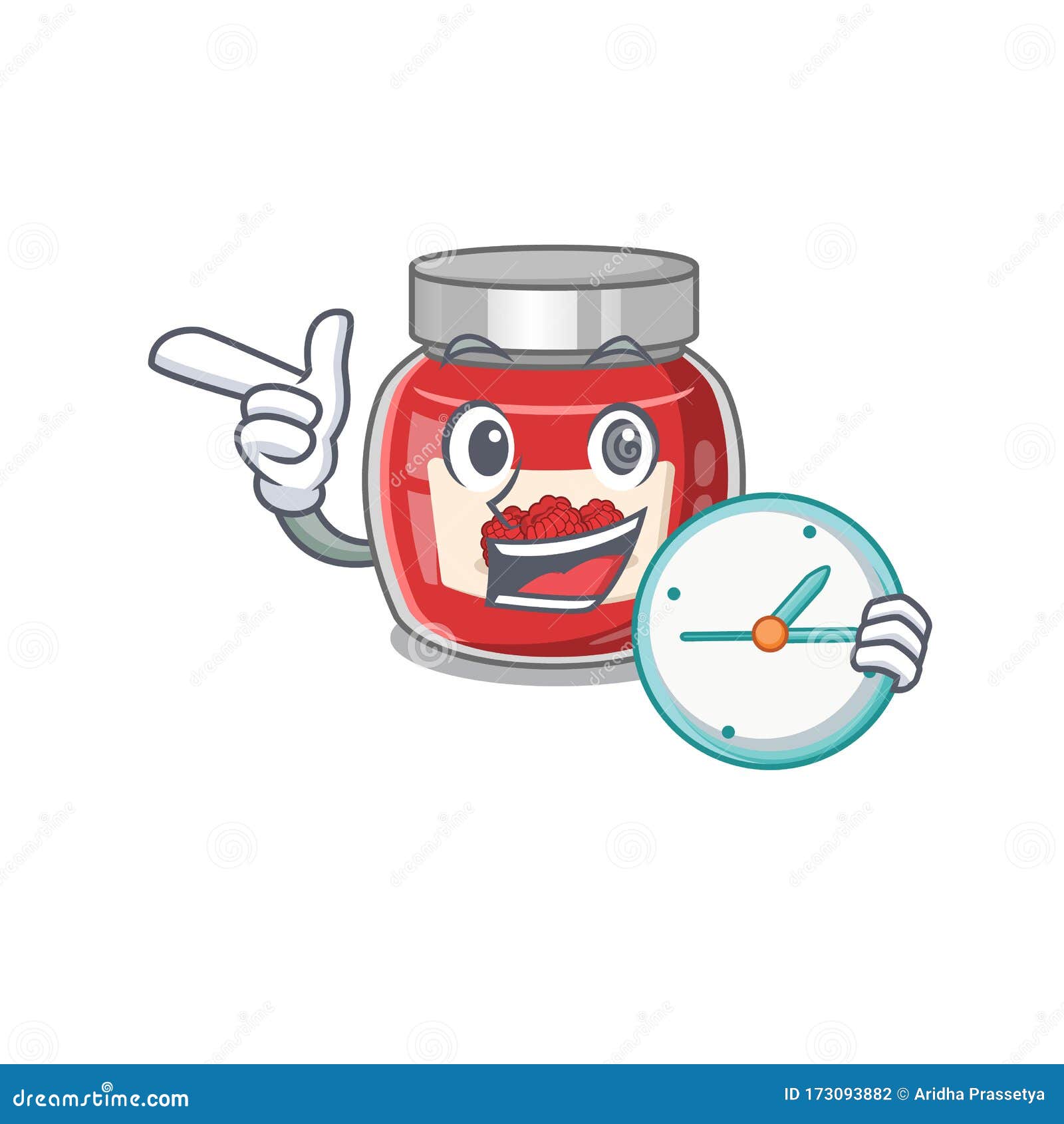 Cartoon Character Concept Raspberry Jam Having Clock Stock Vector ...