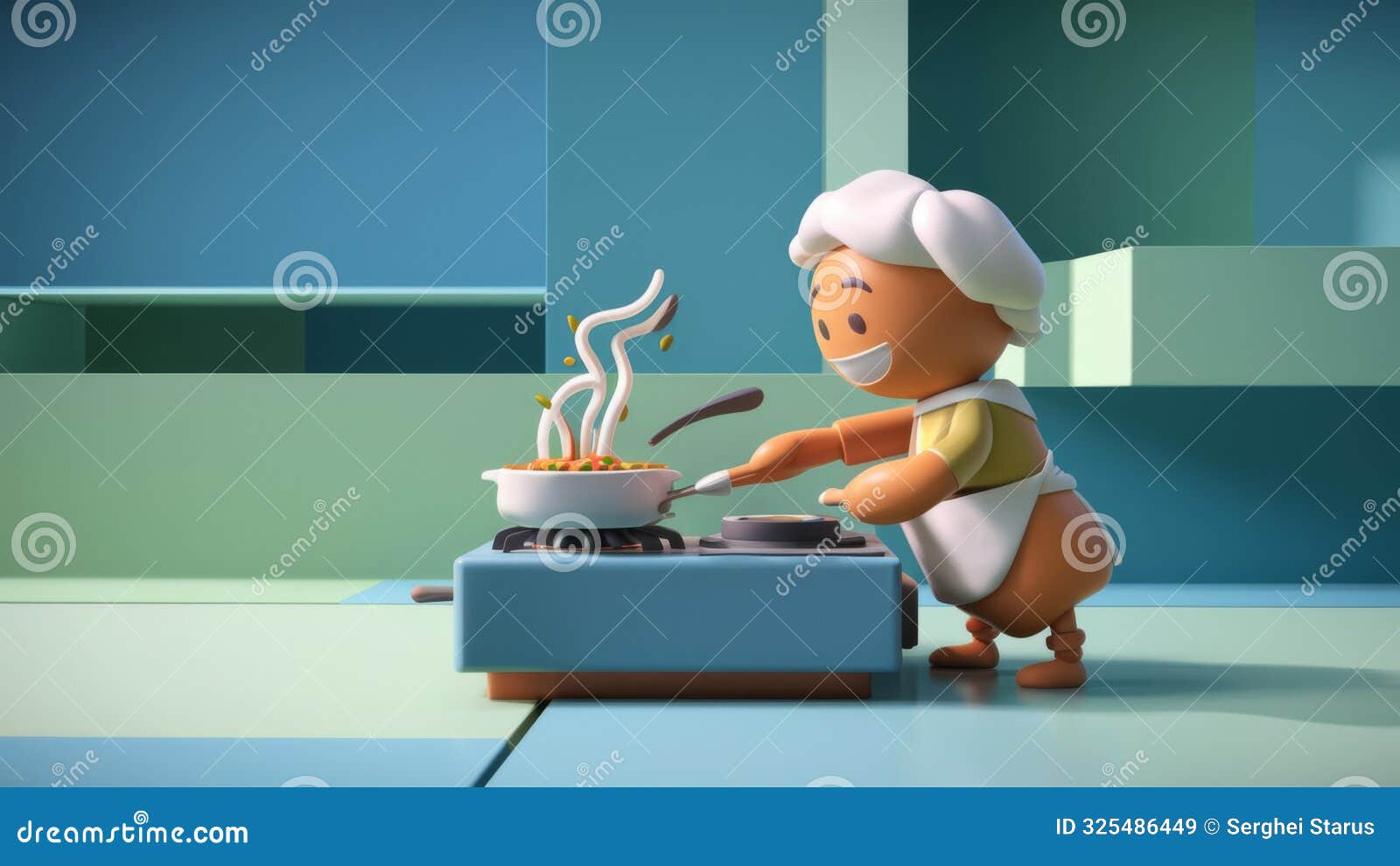 3D Character Cooking Food In Barbeque Stock Image | CartoonDealer.com ...