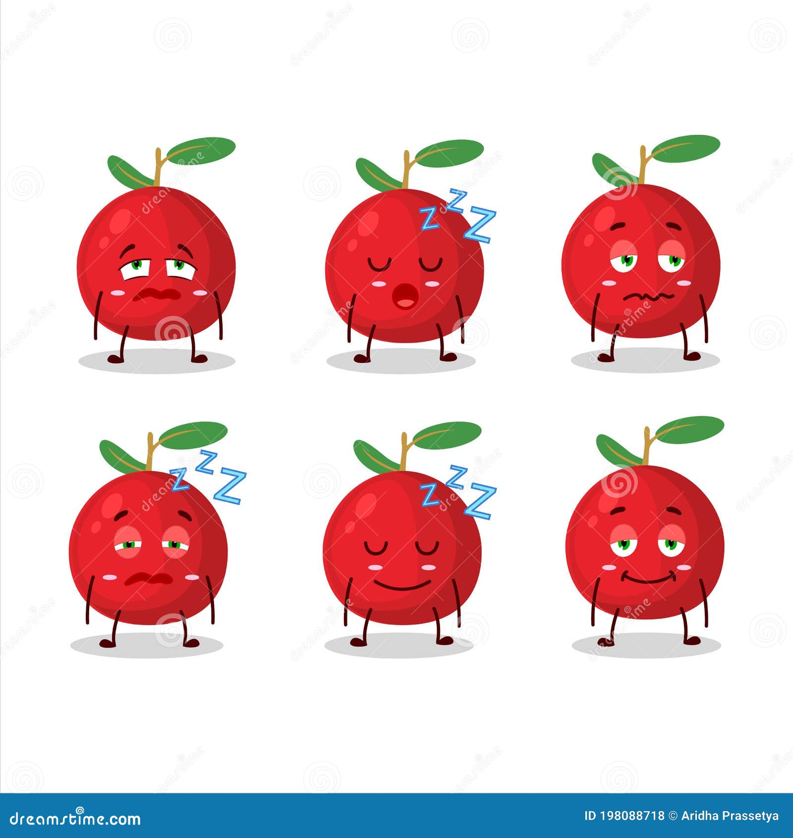 Cartoon Character of Cranberry with Sleepy Expression Stock Vector ...