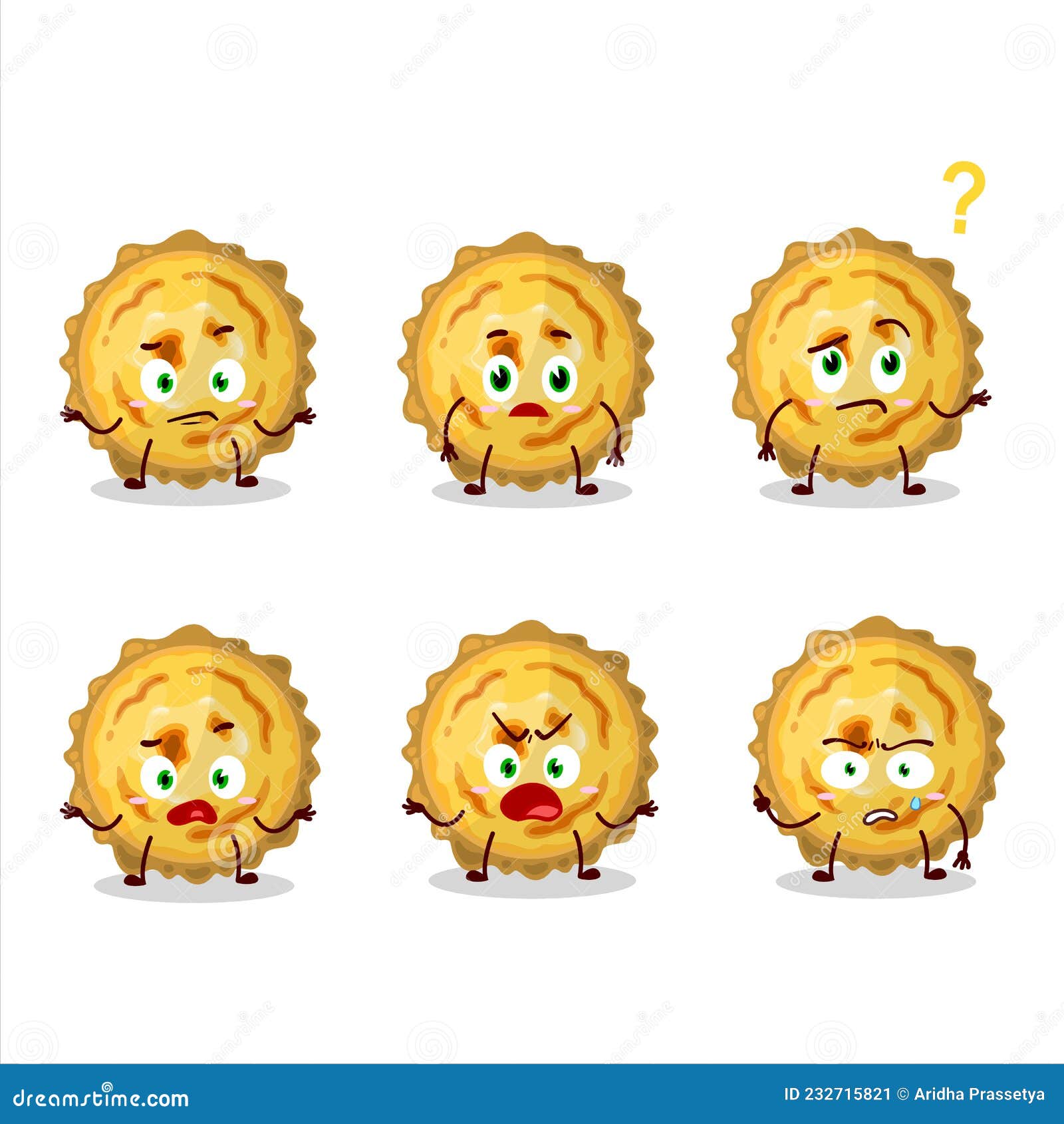 Cartoon Character of Custard Tart with What Expression Stock Vector ...