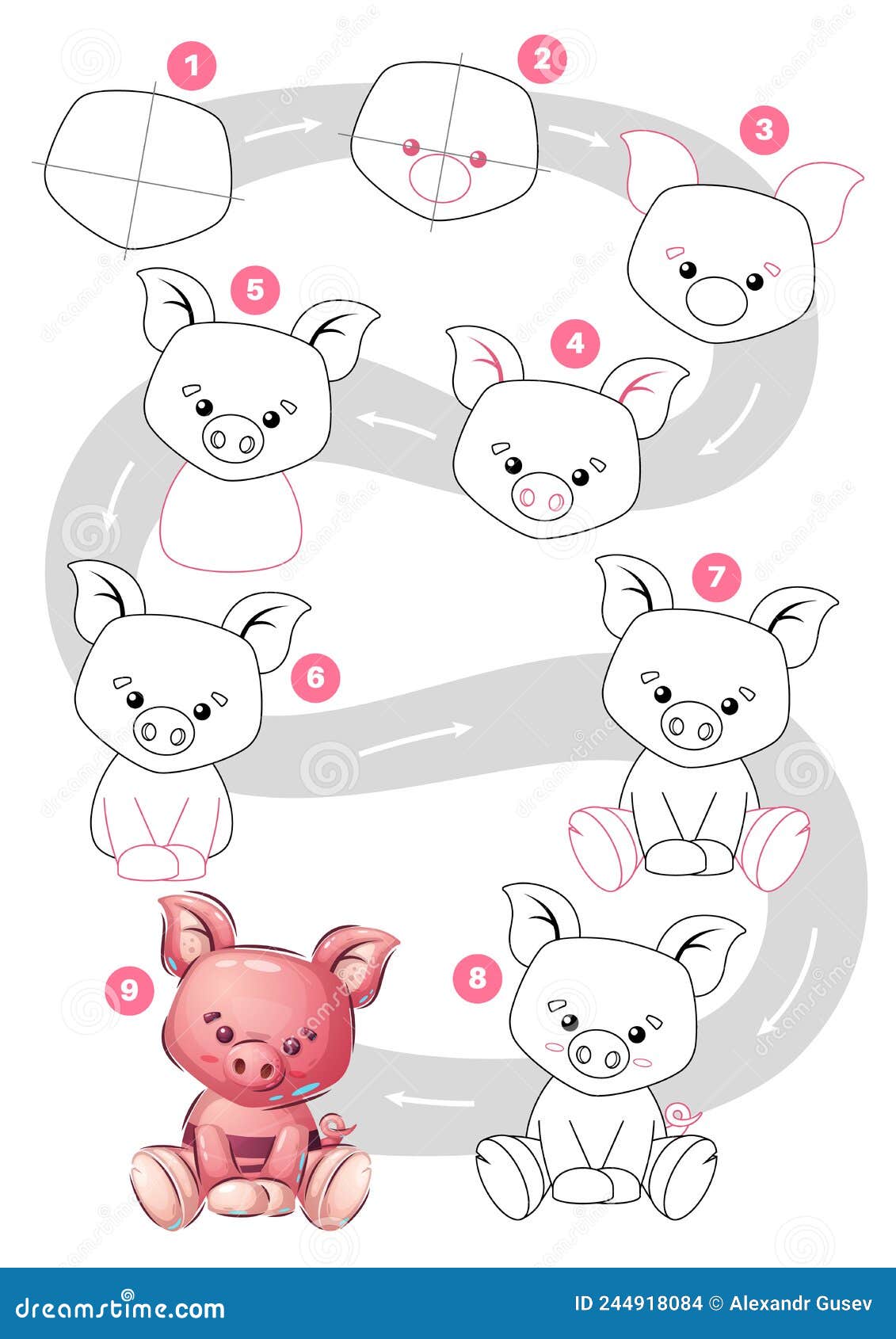 How To Draw A Pig Step By Step