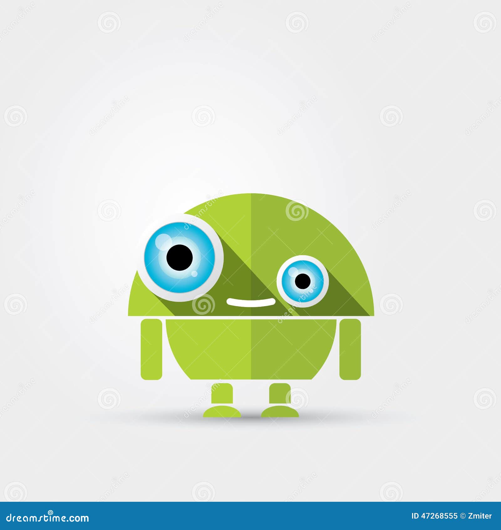 Cartoon Character Cute Green Robot Stock Vector - Illustration of ...