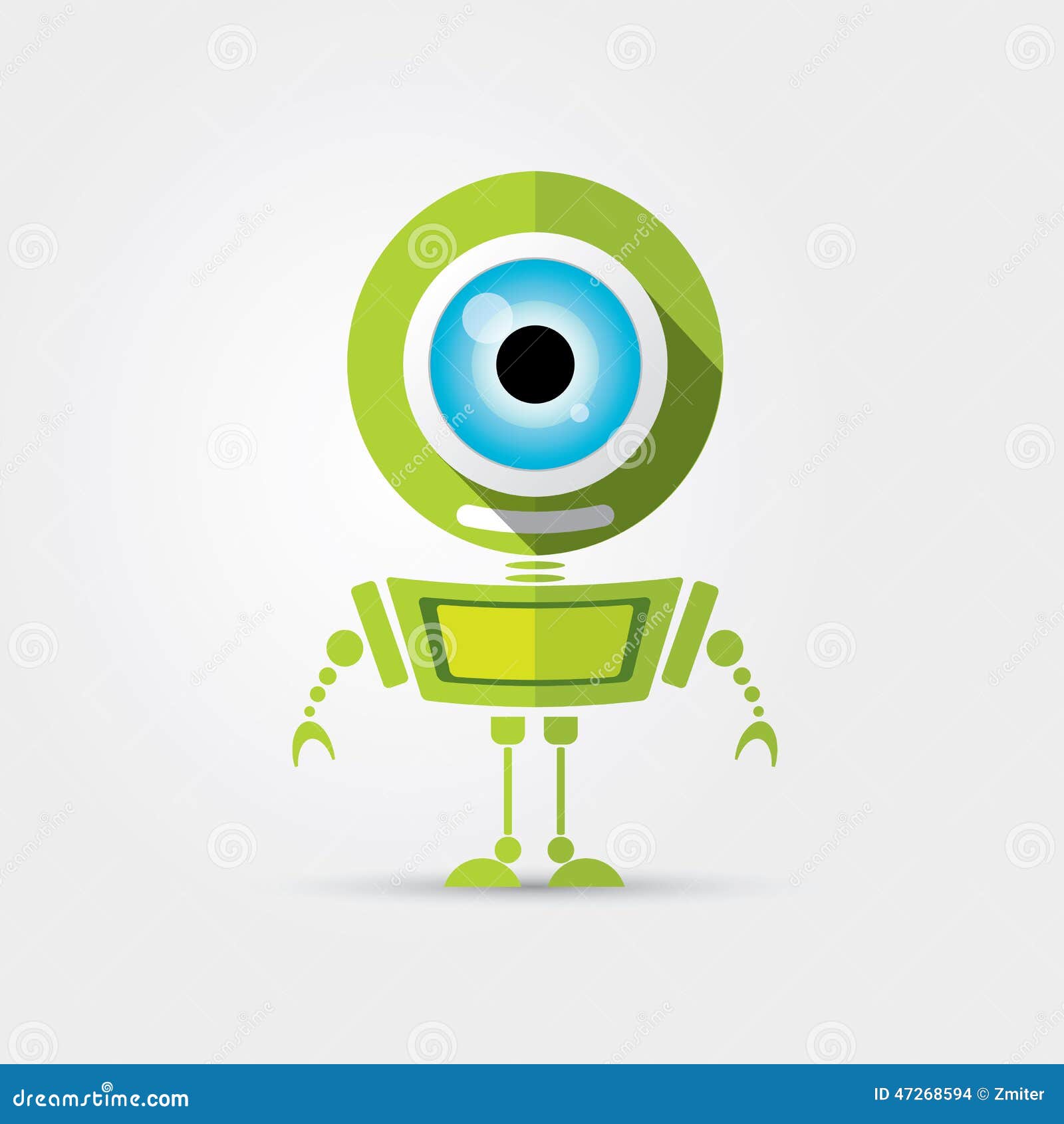 Cartoon Character Cute Green Robot Stock Vector - Illustration of robot ...