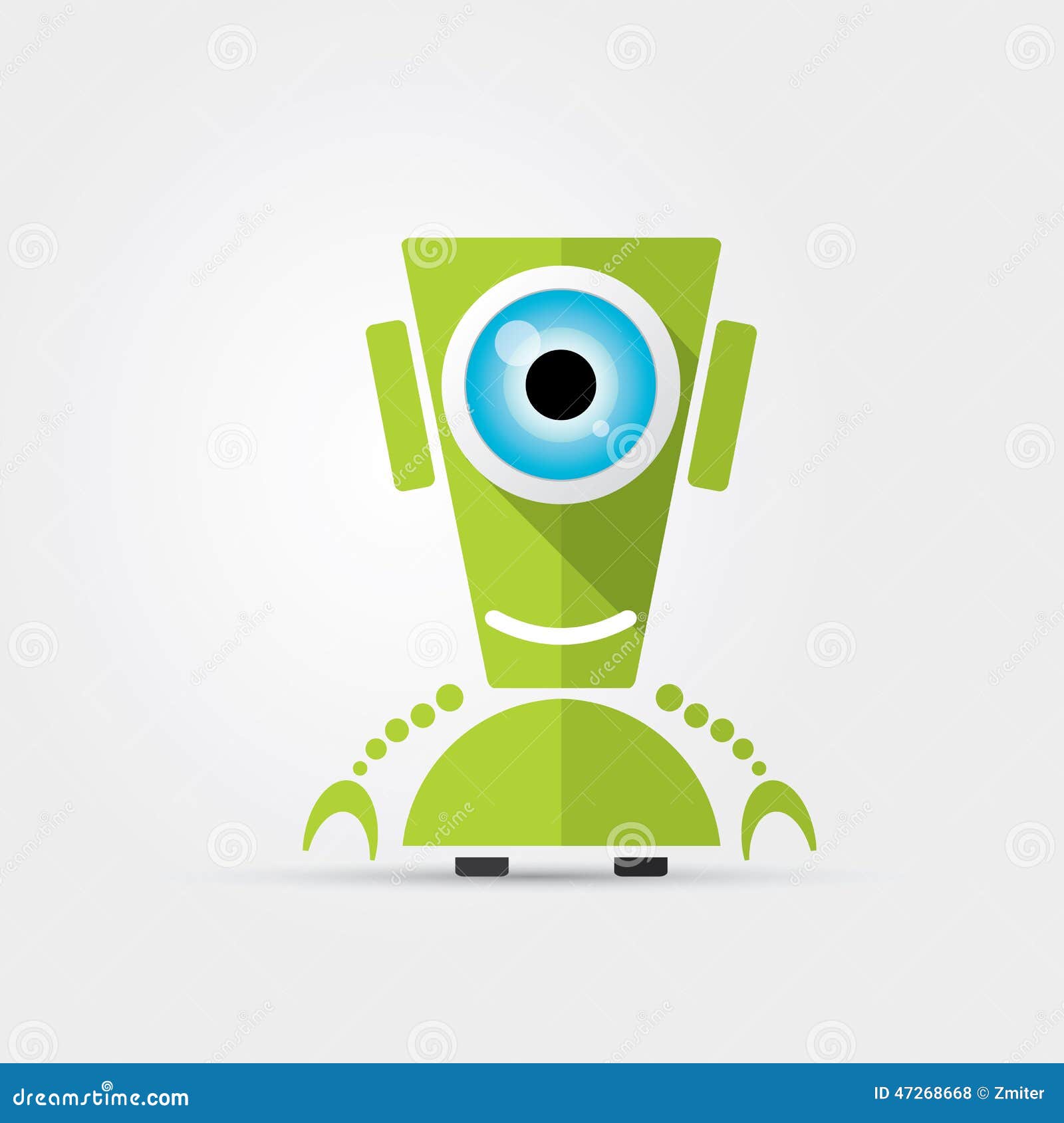 Cartoon Character Cute Green Robot Stock Vector - Illustration of ...
