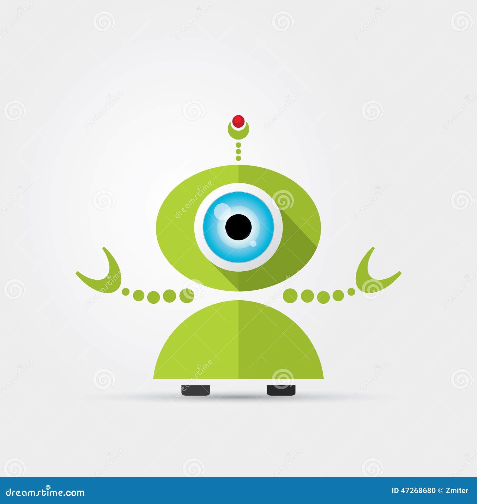 Cartoon Character Cute Green Robot Stock Vector - Illustration of ...