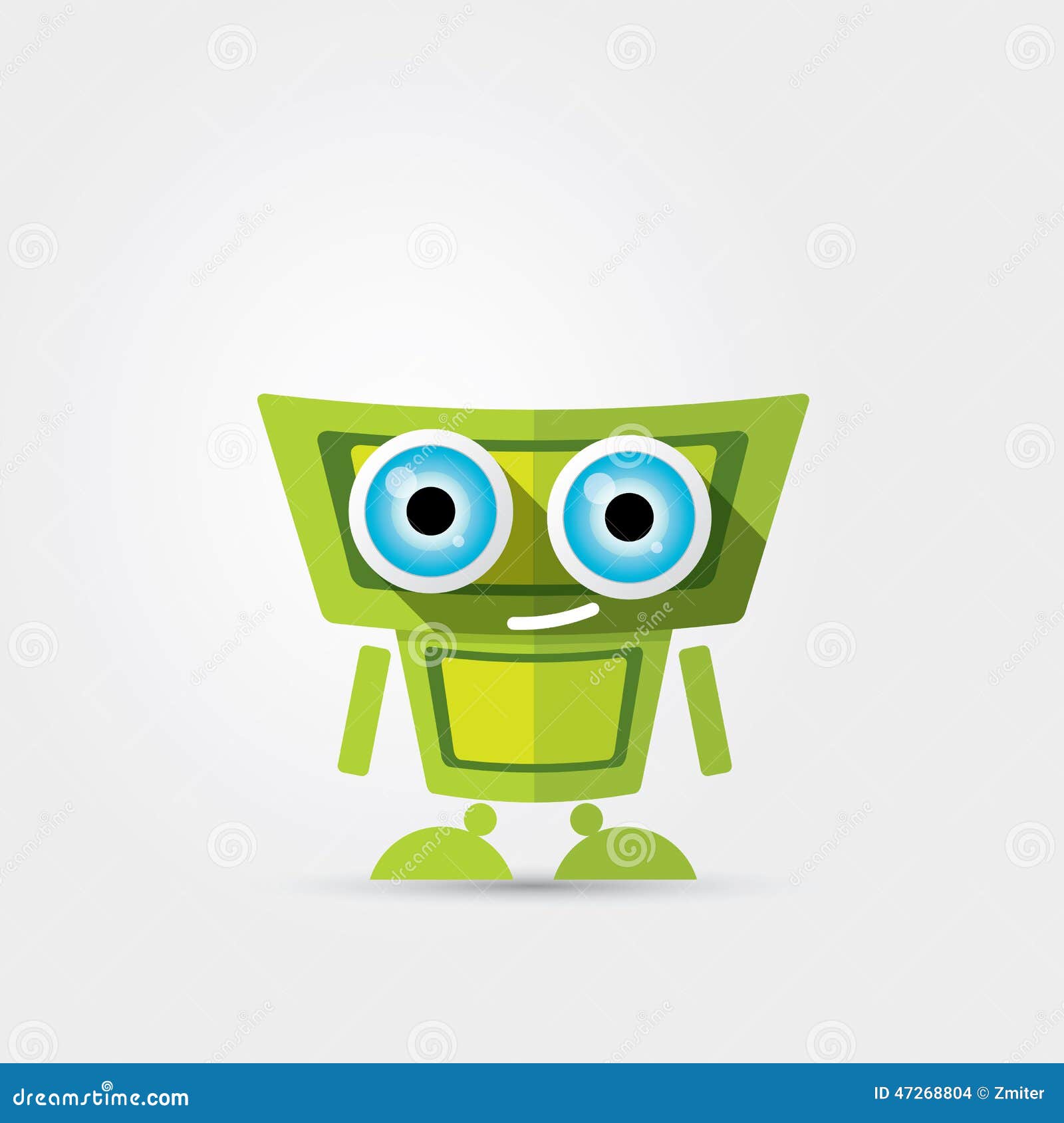 Cartoon Character Cute Green Robot Stock Vector - Illustration of ...