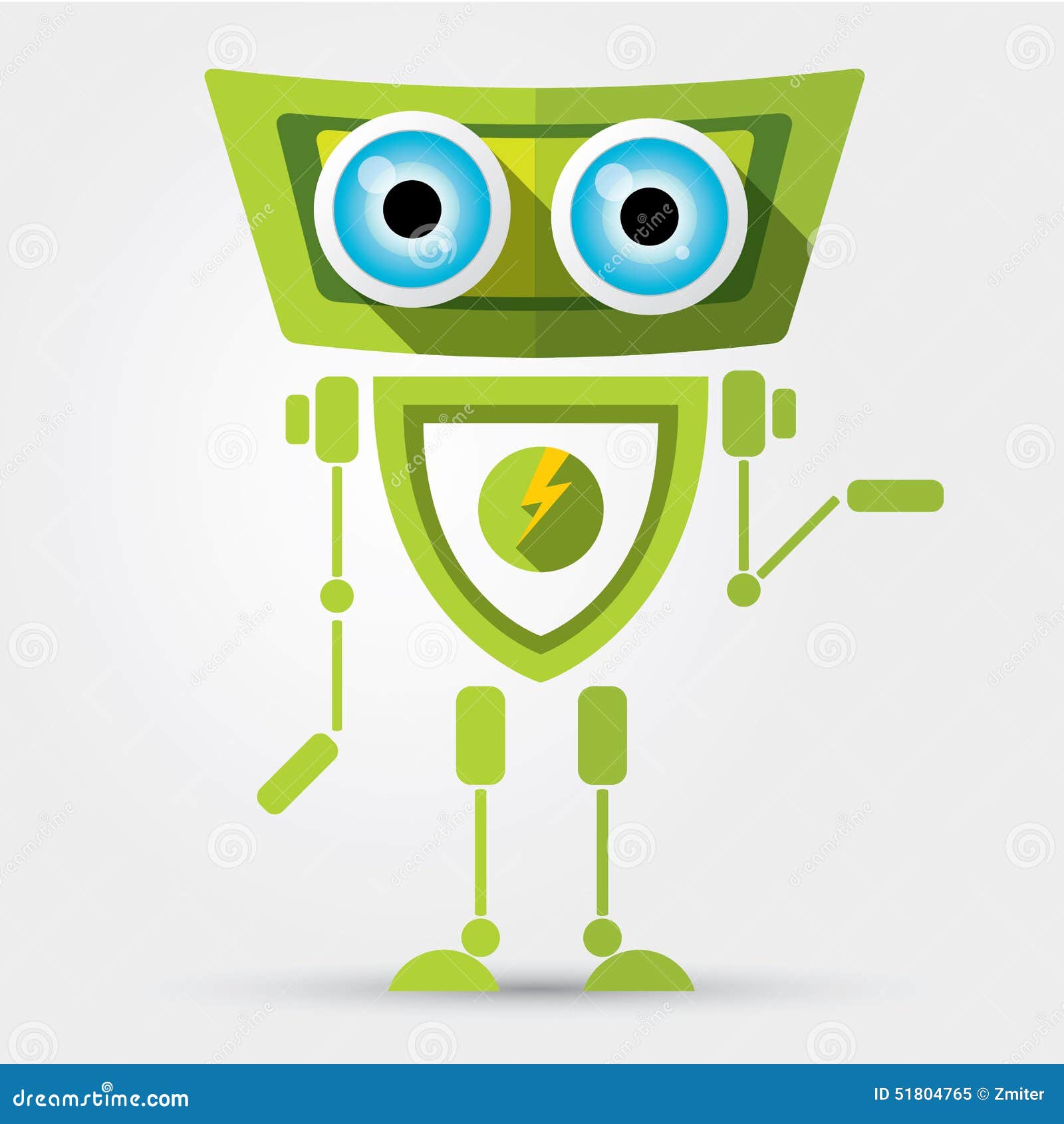 Cartoon Character Cute Green Robot Stock Vector - Illustration of ...