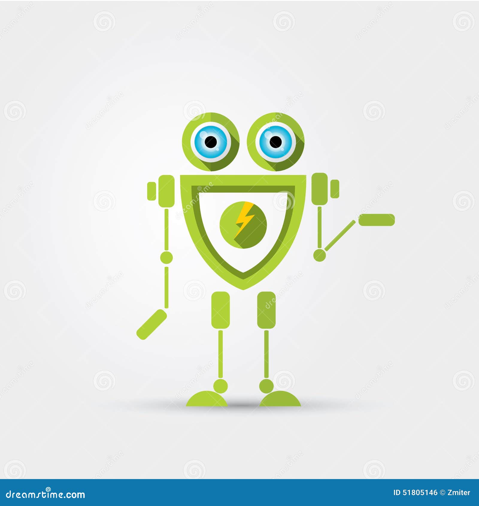 Cartoon Character Cute Green Robot Stock Vector - Illustration of ...