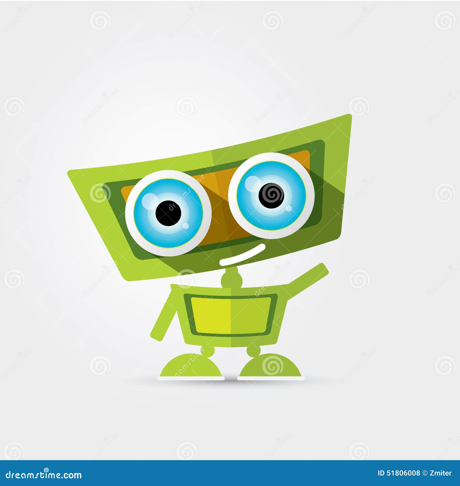 Cartoon Character Cute Green Robot Stock Vector - Illustration of ...