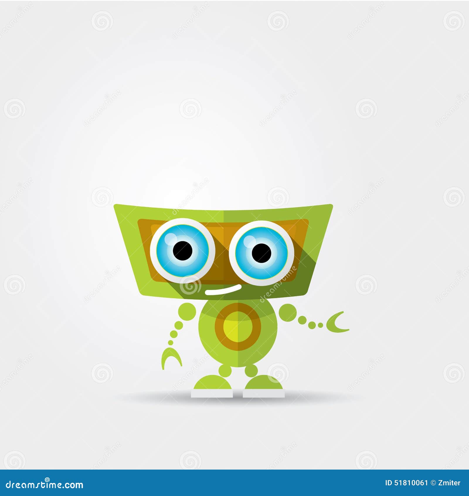 Cartoon Character Cute Green Robot Stock Vector - Illustration of ...