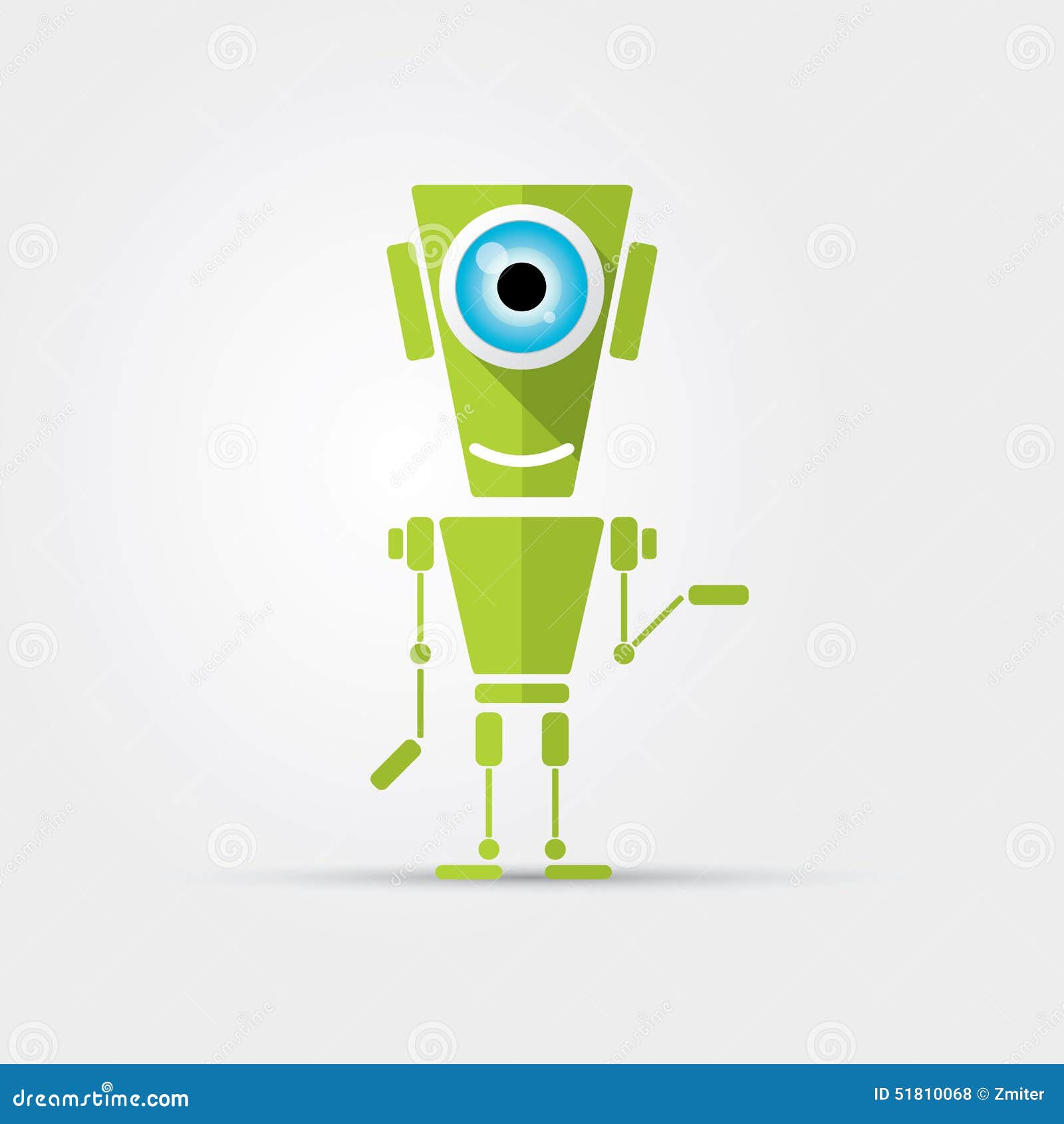 Cartoon Character Cute Green Robot Stock Vector - Illustration of ...