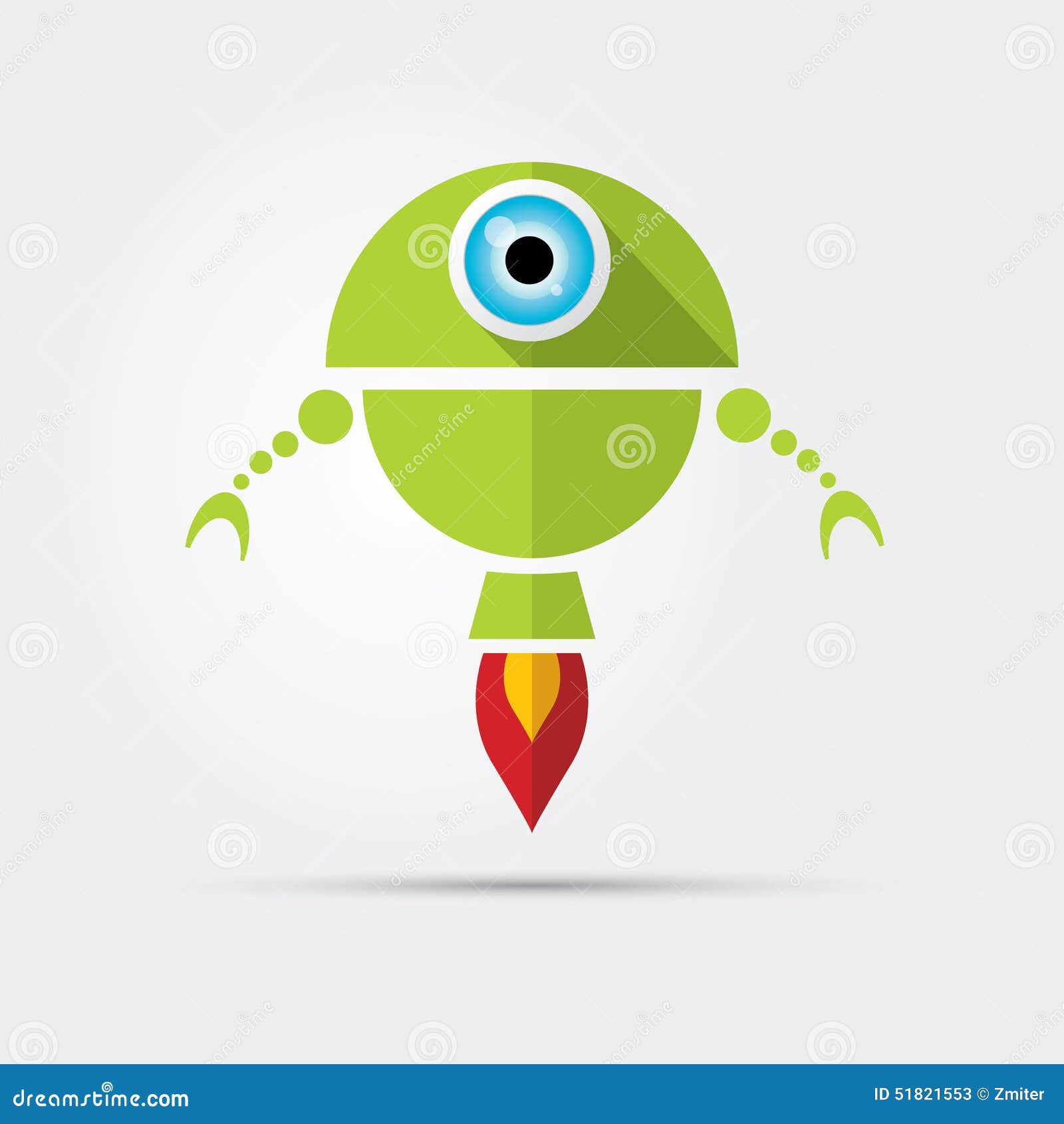Cartoon Character Cute Green Robot Stock Vector - Illustration of retro ...