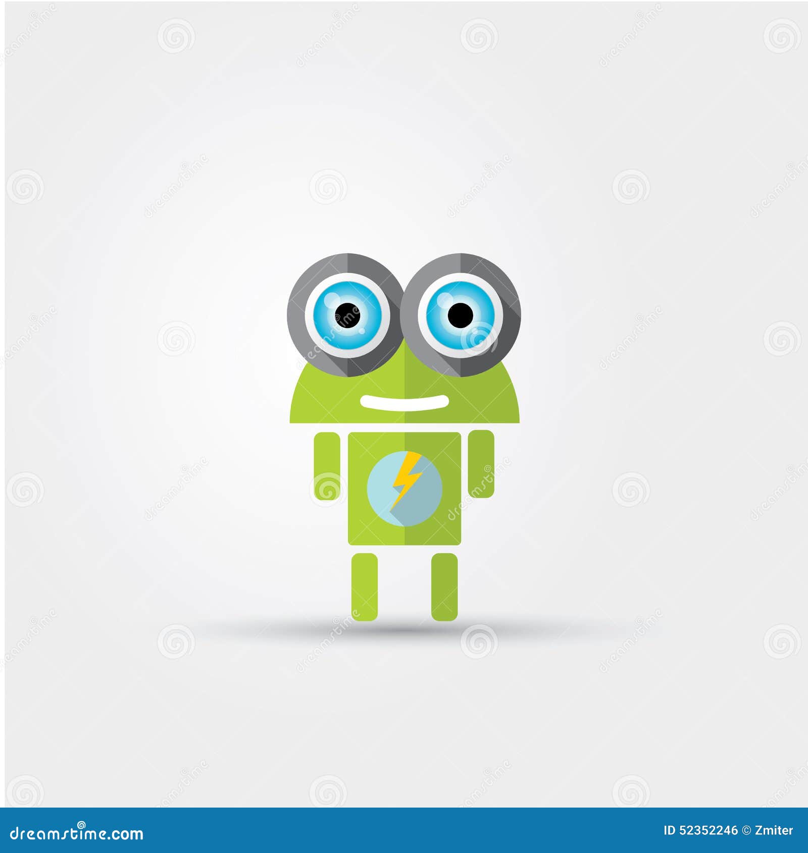 Cartoon Character Cute Green Robot Stock Vector - Illustration of game ...