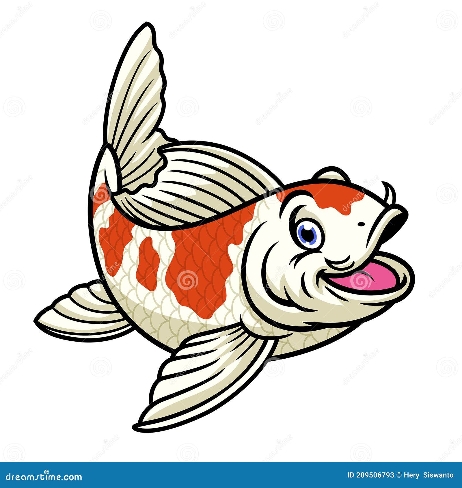 Cartoon Character of Cute Red and White Koi Fish Stock Vector ...