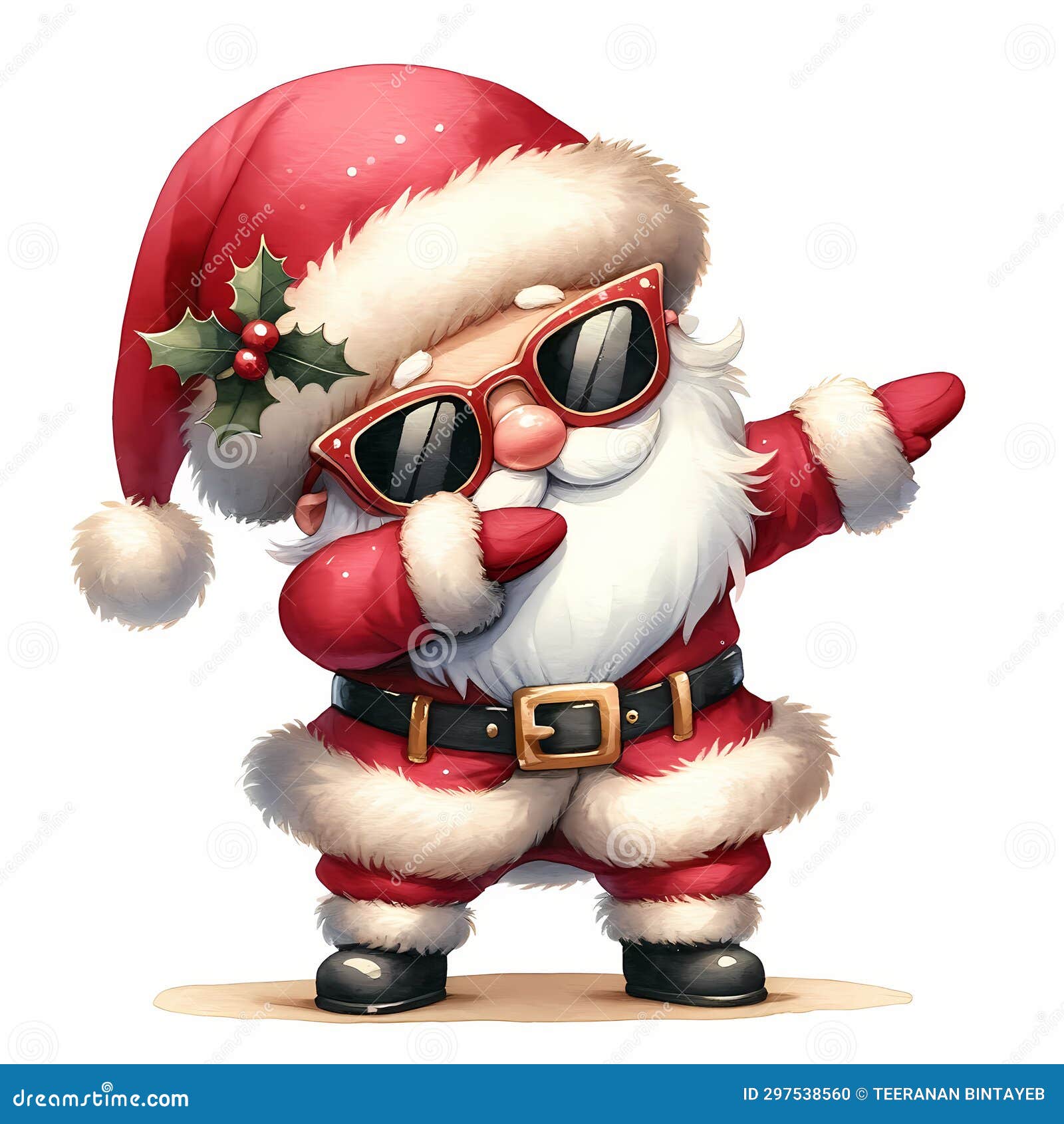 A Cartoon Character of a Cute Santa Dabbling Stock Illustration ...