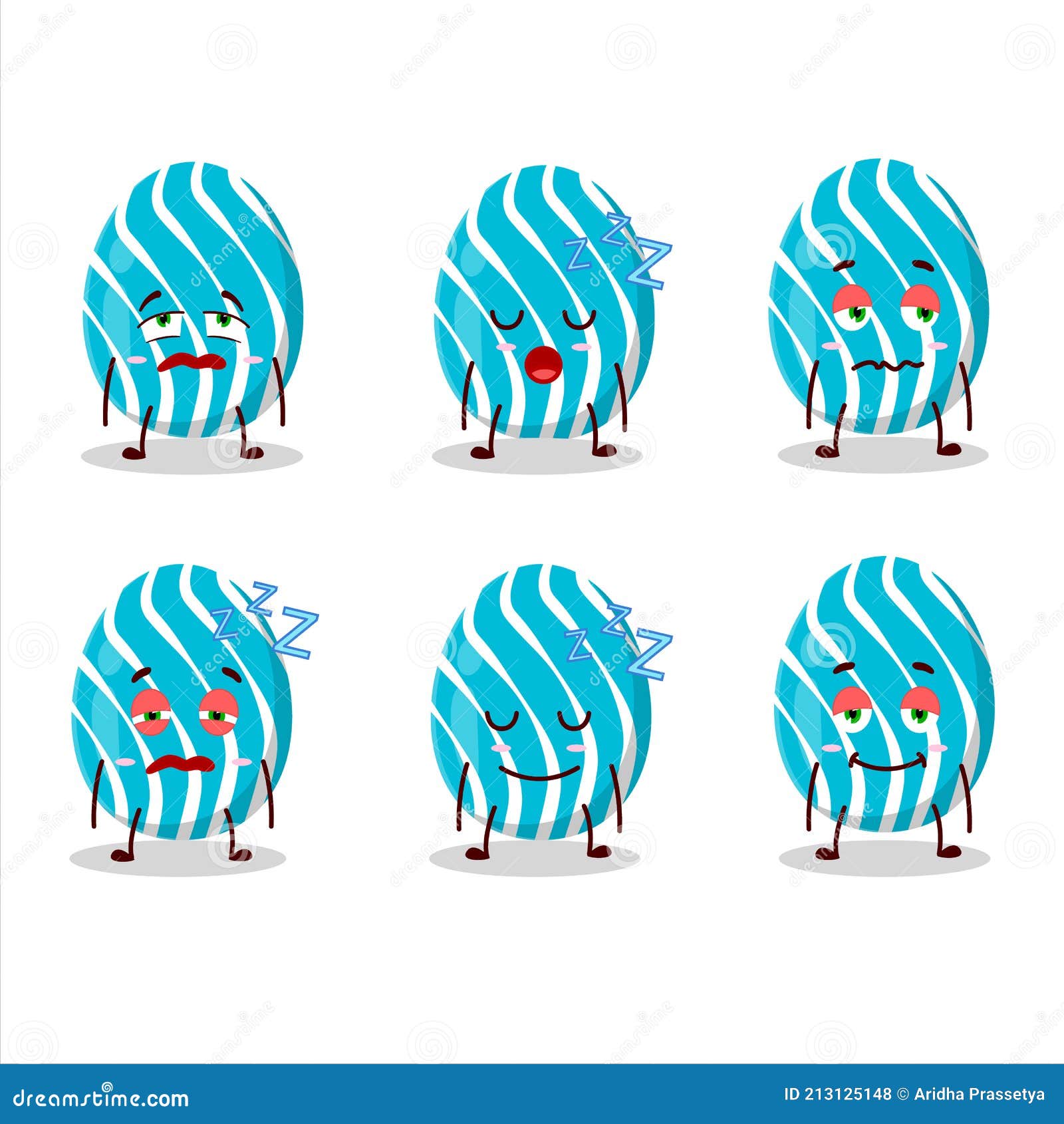 Cartoon Character of Cyan Easter Egg with Sleepy Expression Stock ...