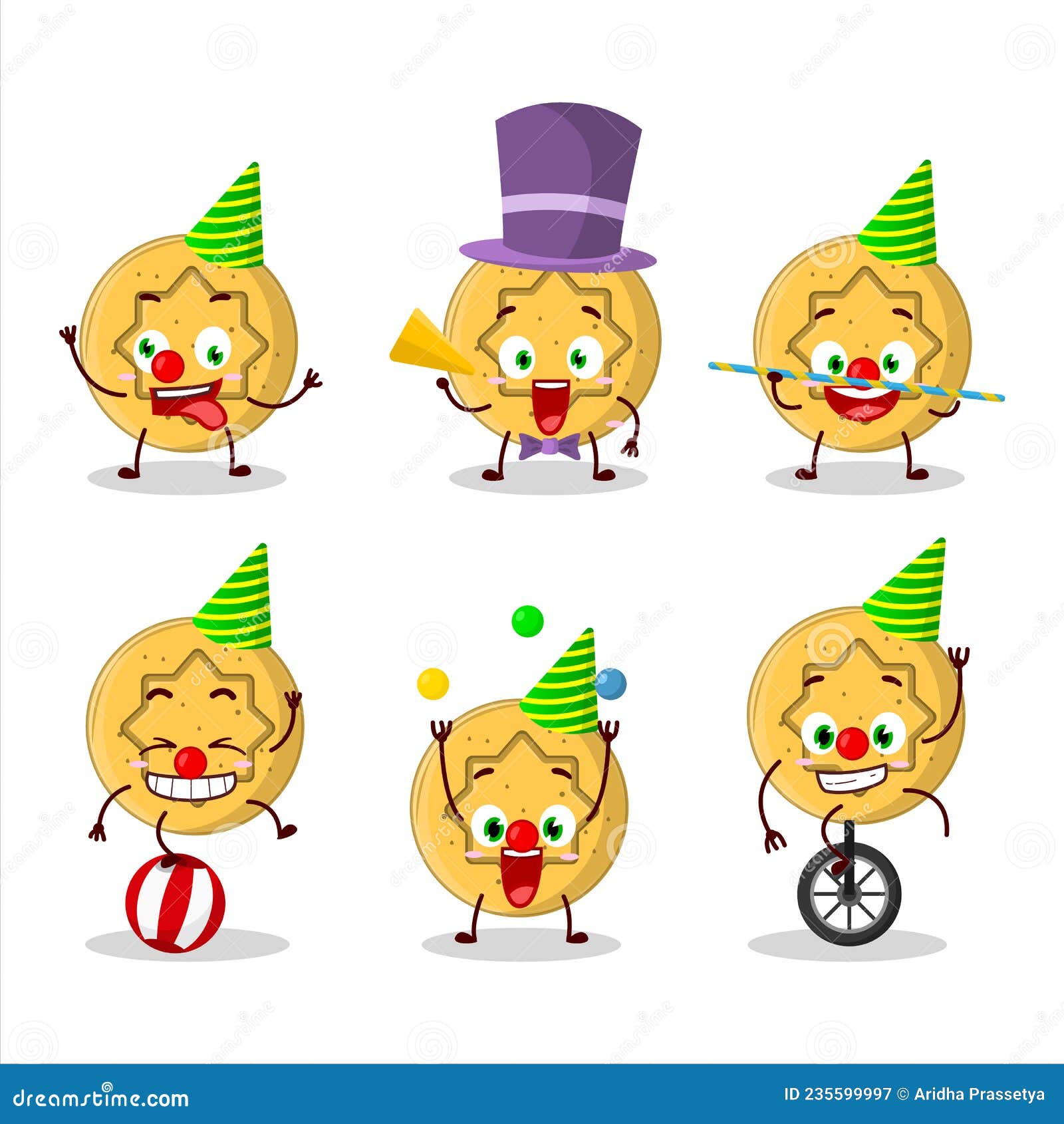 Cartoon Character of Dalgona Candy Flower with Various Circus Shows ...