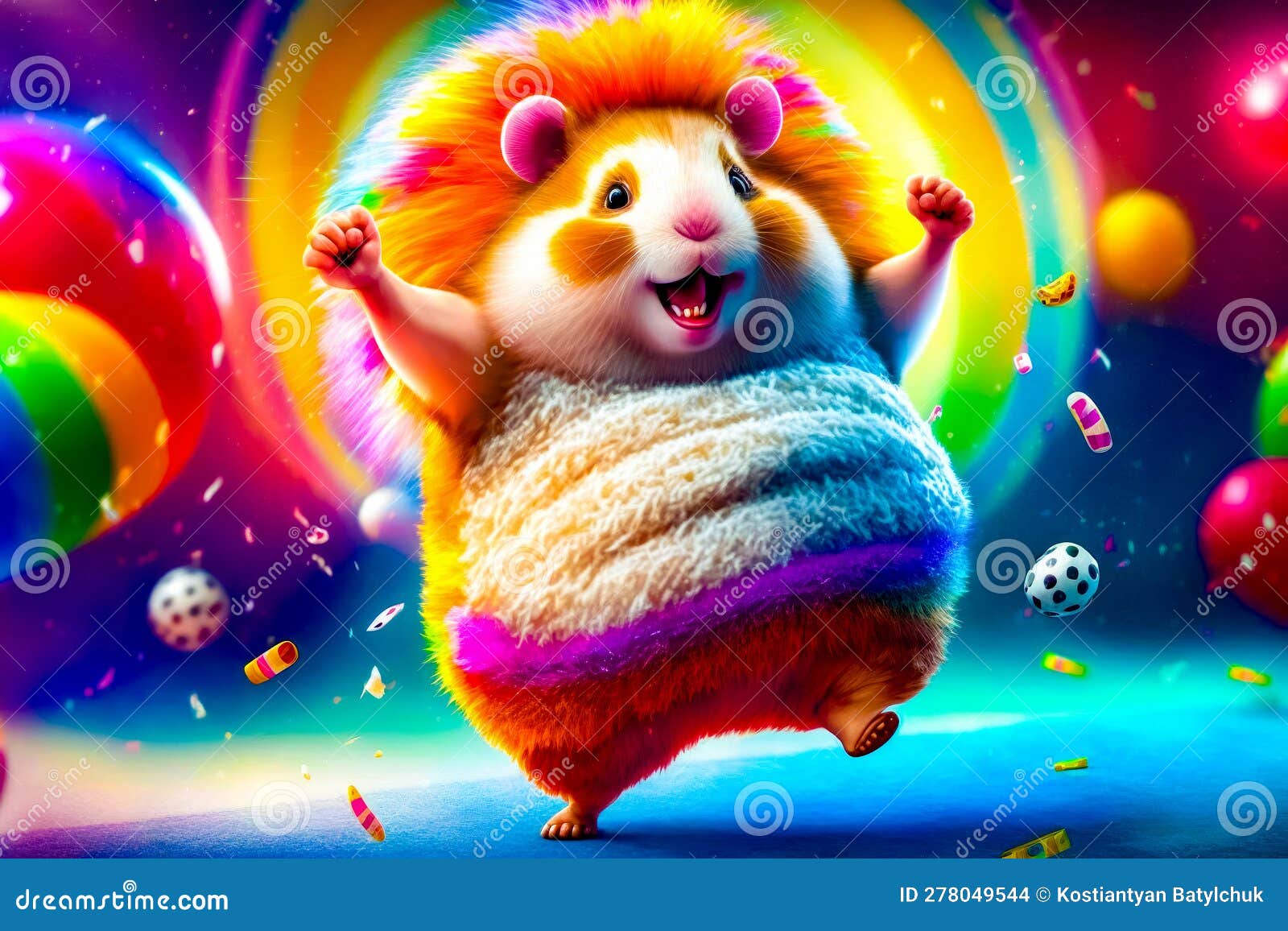 Cartoon Character is Dancing in Front of Colorful Background with ...