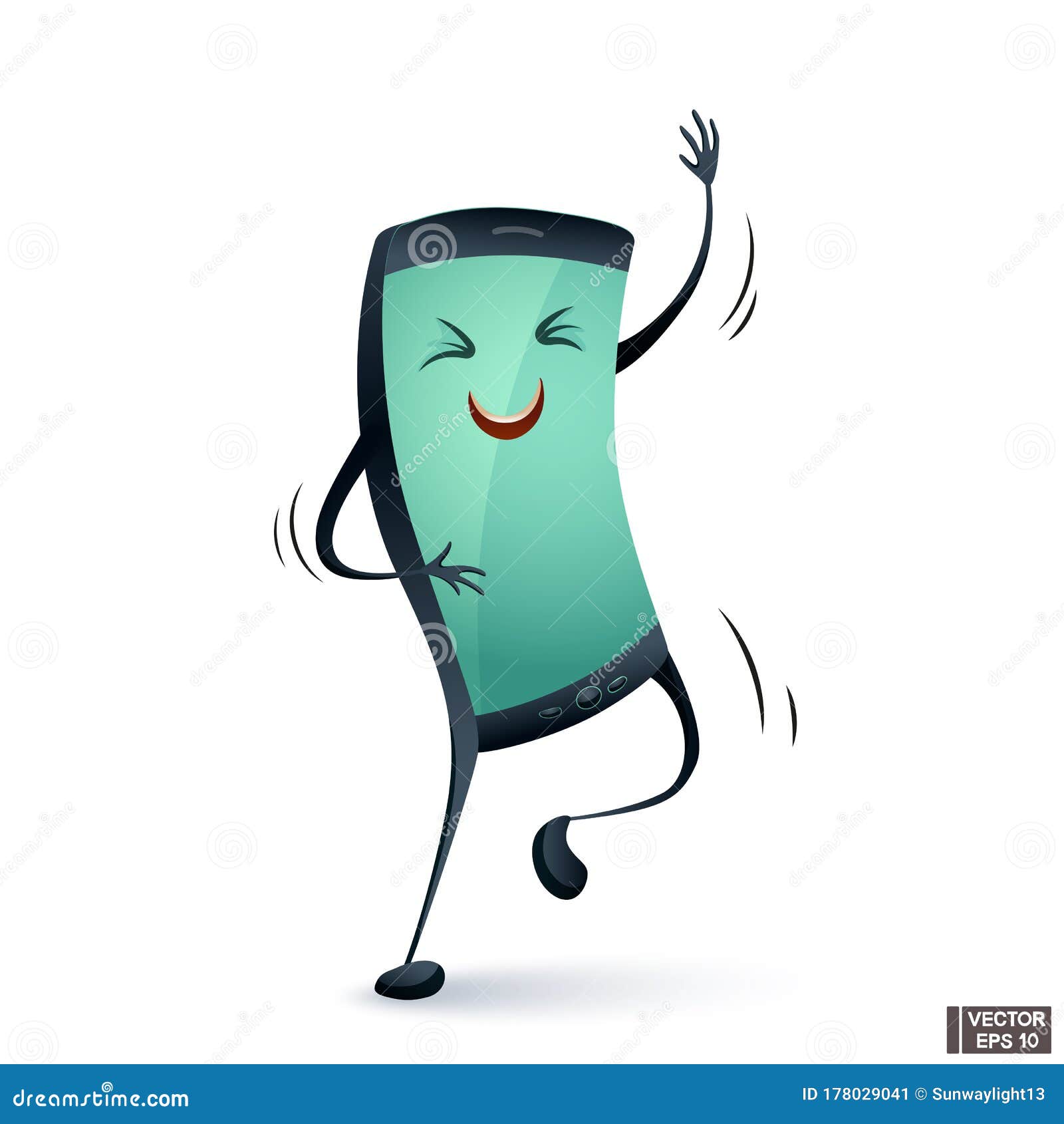 Cartoon Character Dancing Happy Phone Stock Vector - Illustration of ...