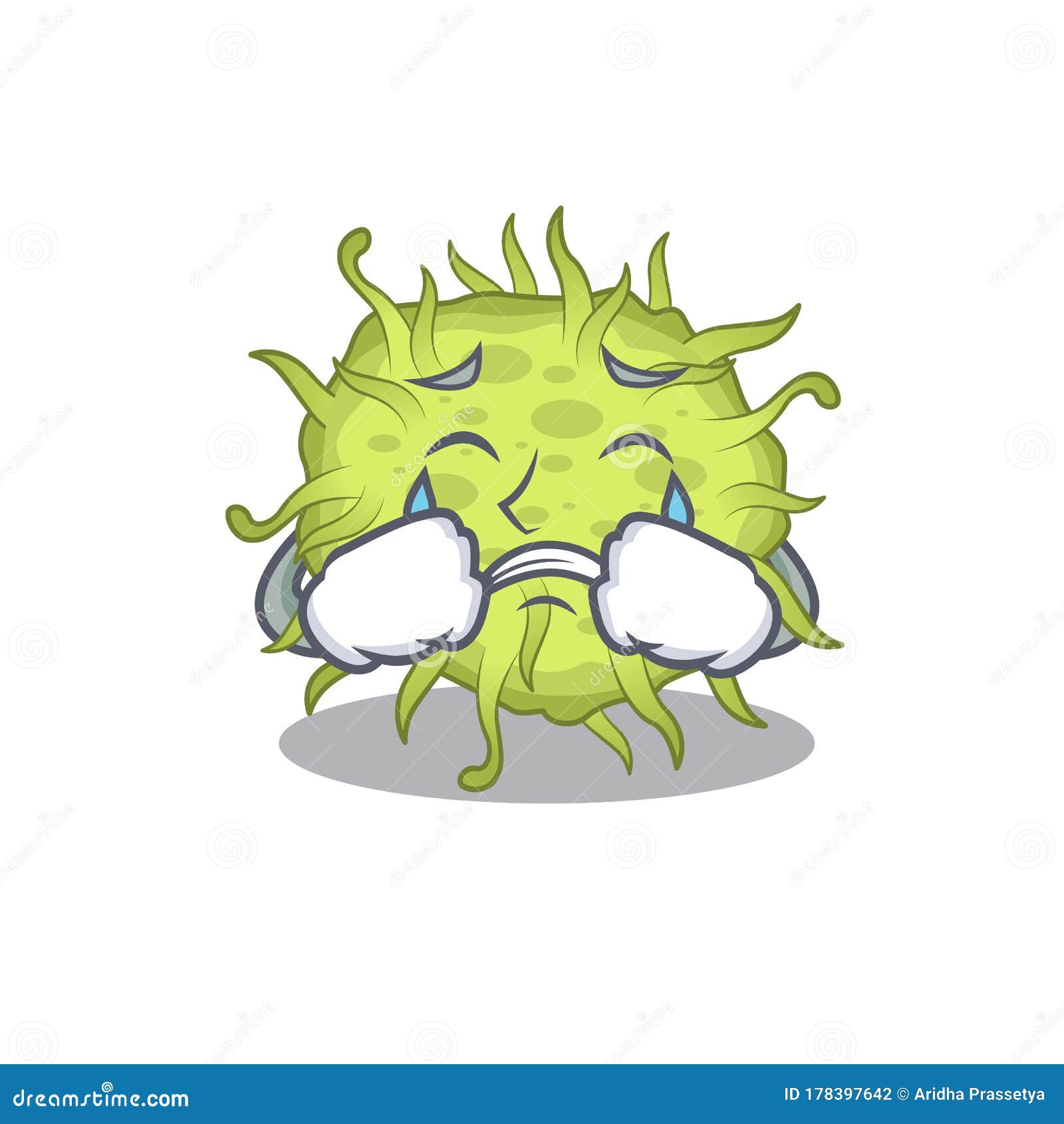 Cartoon Character Design of Bacteria Coccus with a Crying Face Stock ...