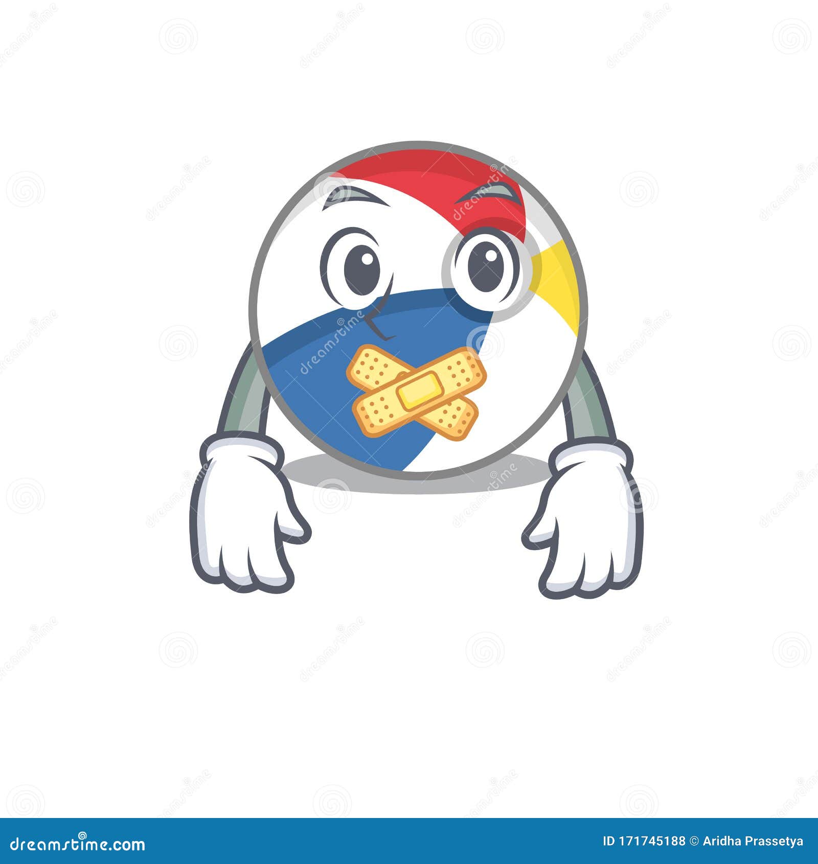 Cartoon Character Design Beach Ball Making a Silent Gesture Stock ...