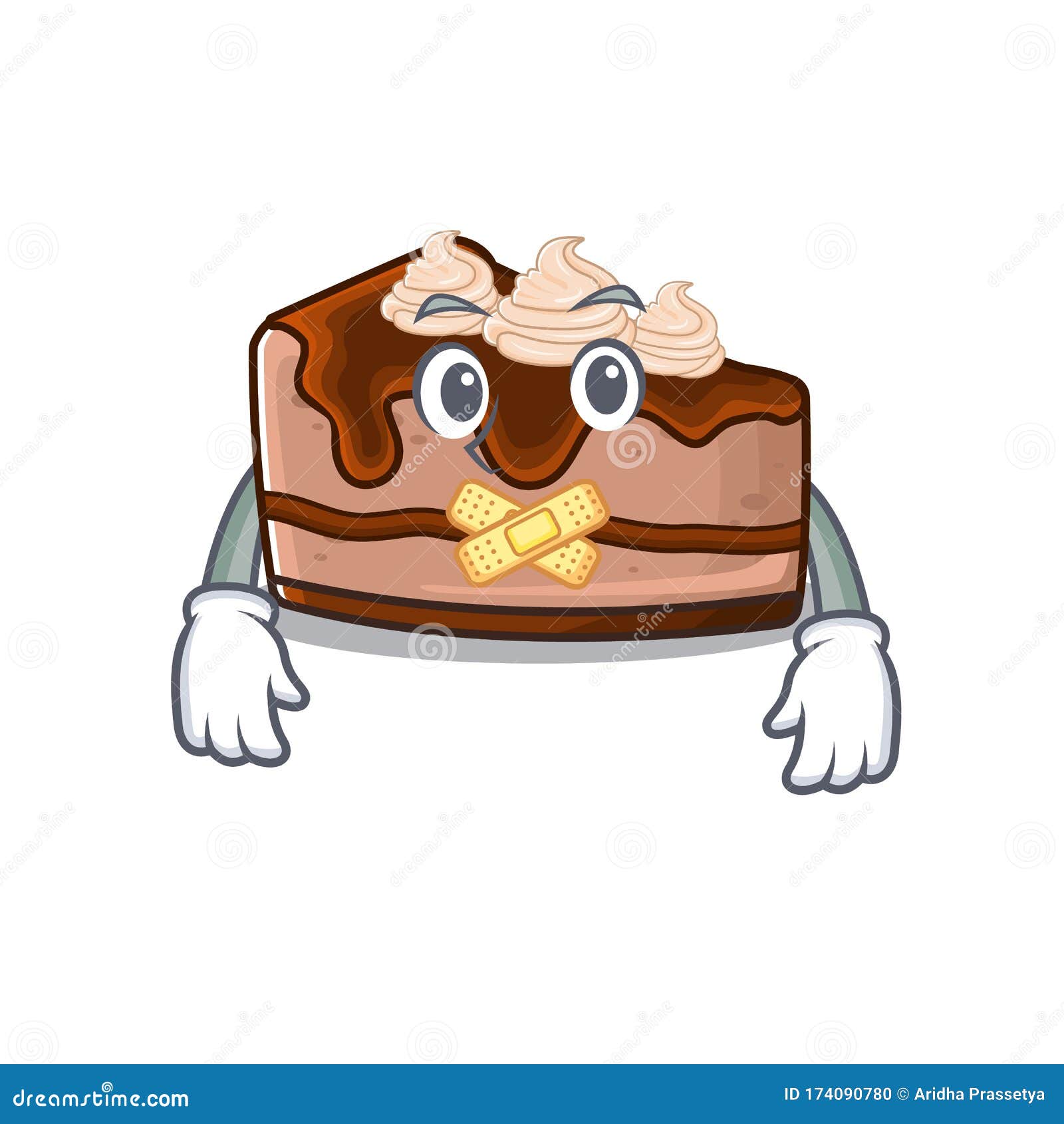 Cartoon Character Design Chocolate Cheesecake Making a Silent Gesture ...