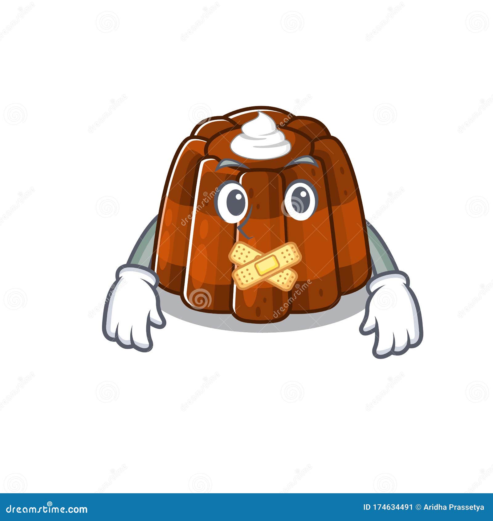 Cartoon Character Design Chocolate Pudding Making a Silent Gesture ...