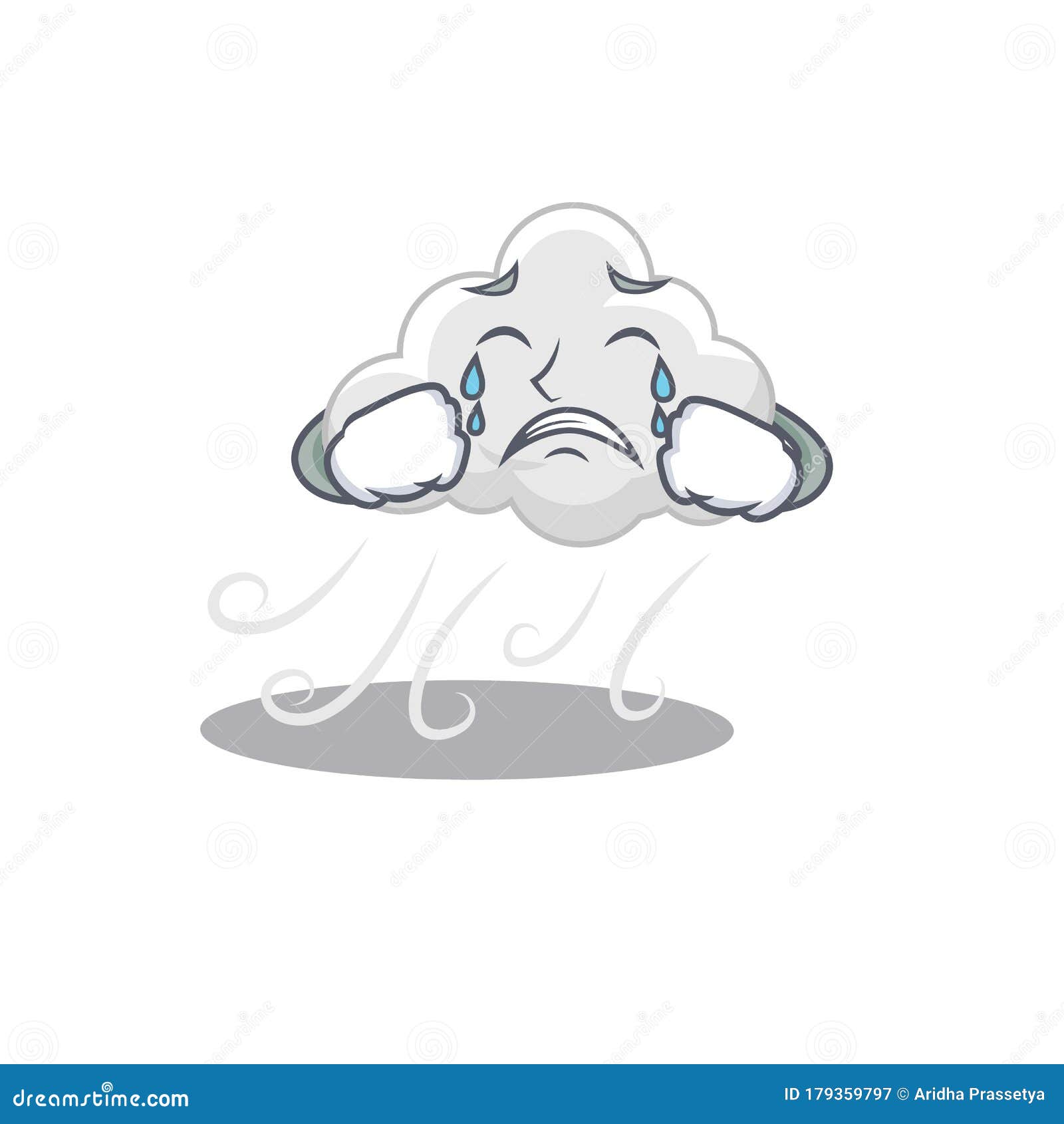 Cartoon Character Design of Cloudy Windy with a Crying Face Stock ...