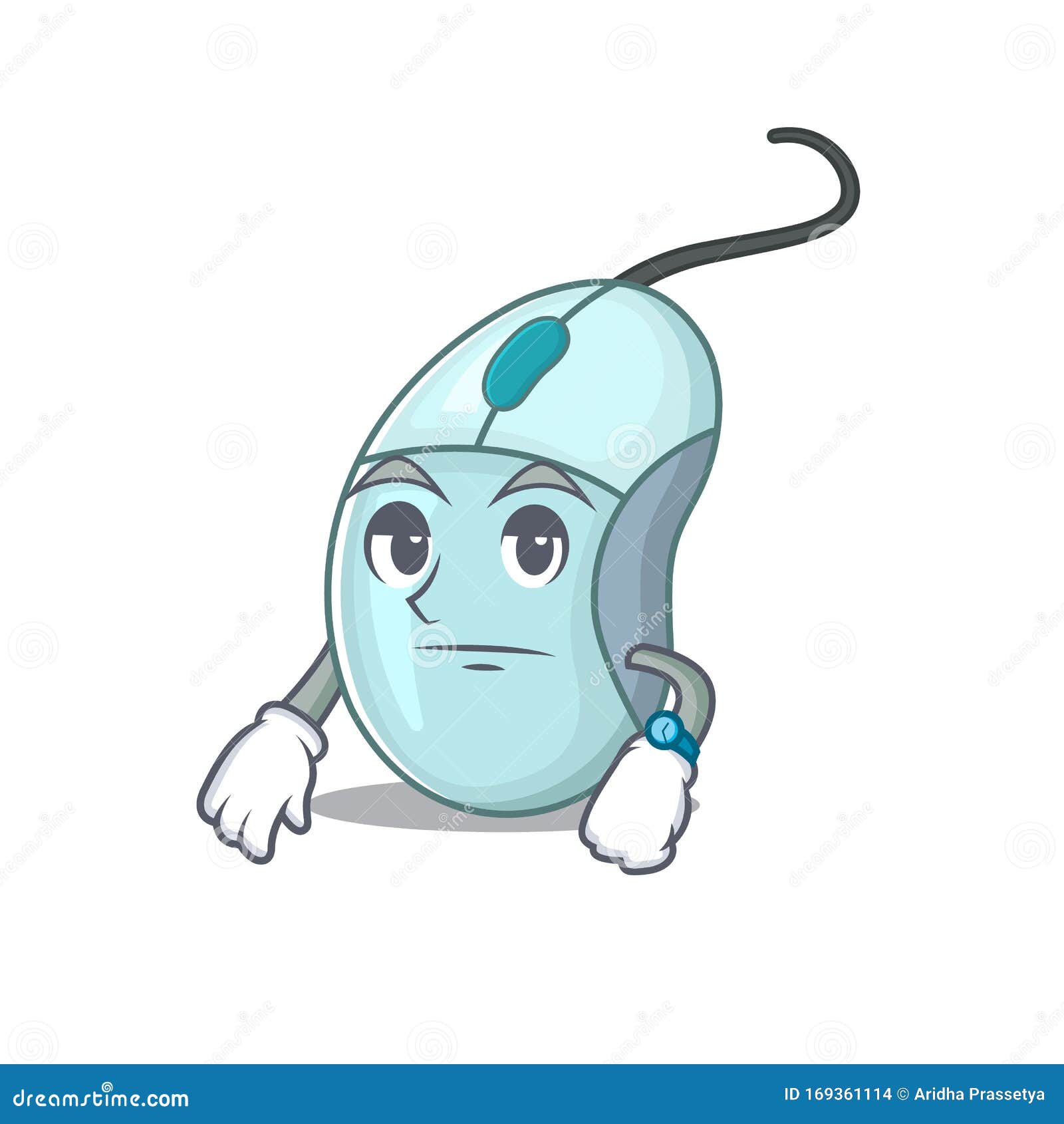 Cartoon Character Design of Computer Mouse on a Waiting Gesture Stock ...