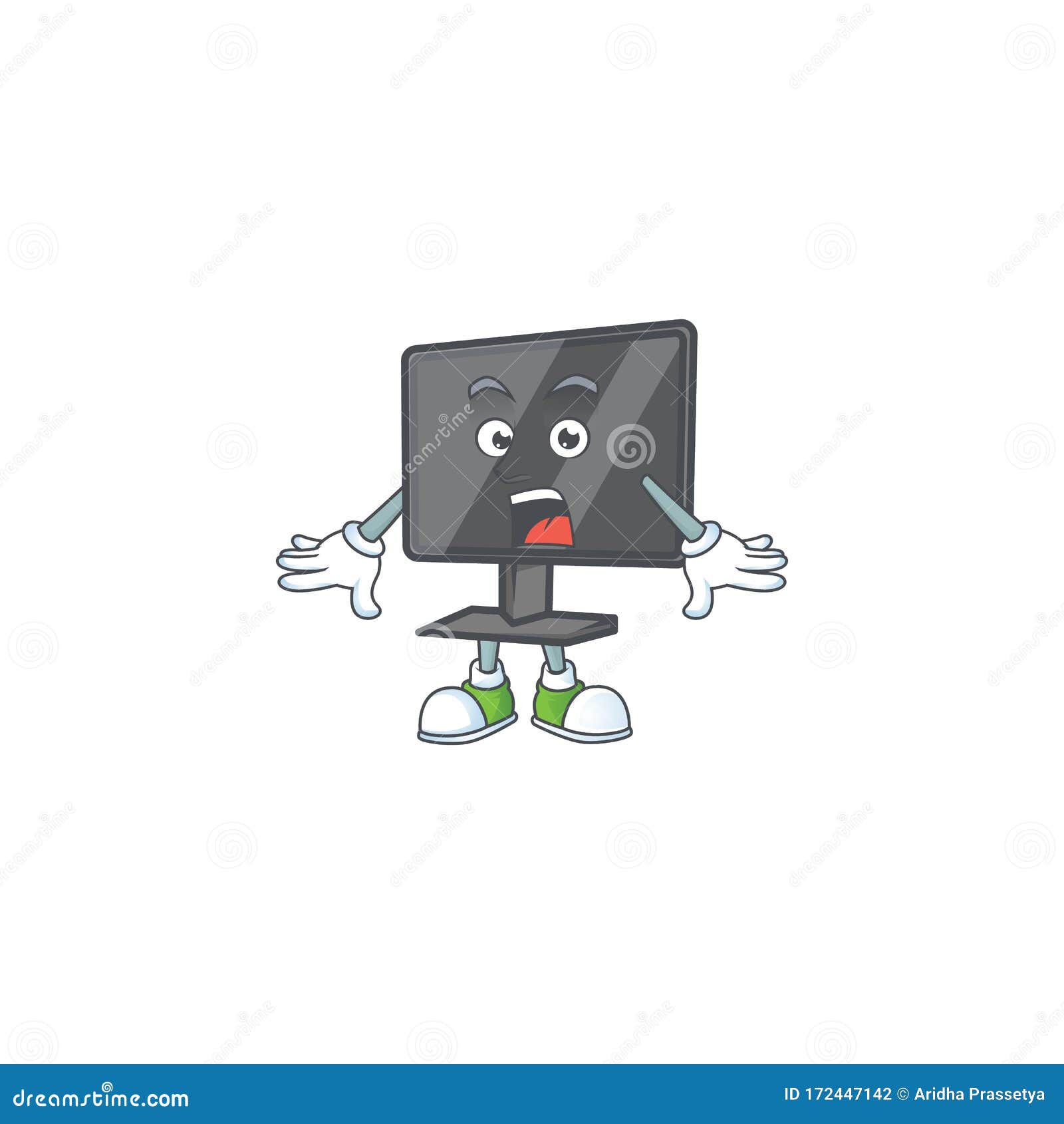 Cartoon Character Design of Computer Screen with a Surprised Gesture ...