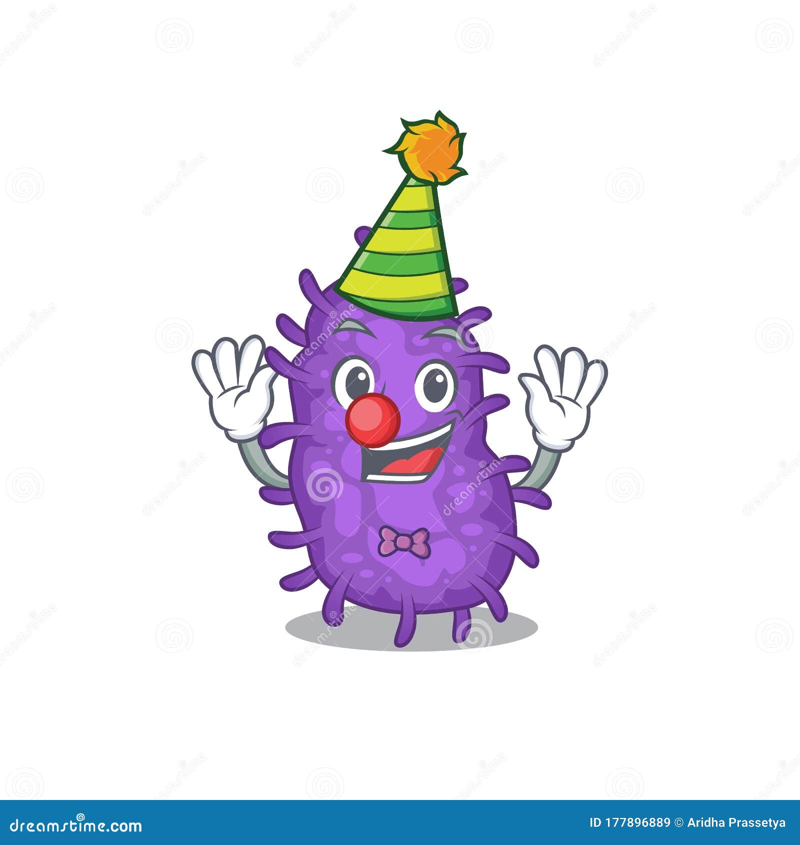 Cartoon Character Design Concept of Cute Clown Bacteria Bacilli Stock ...