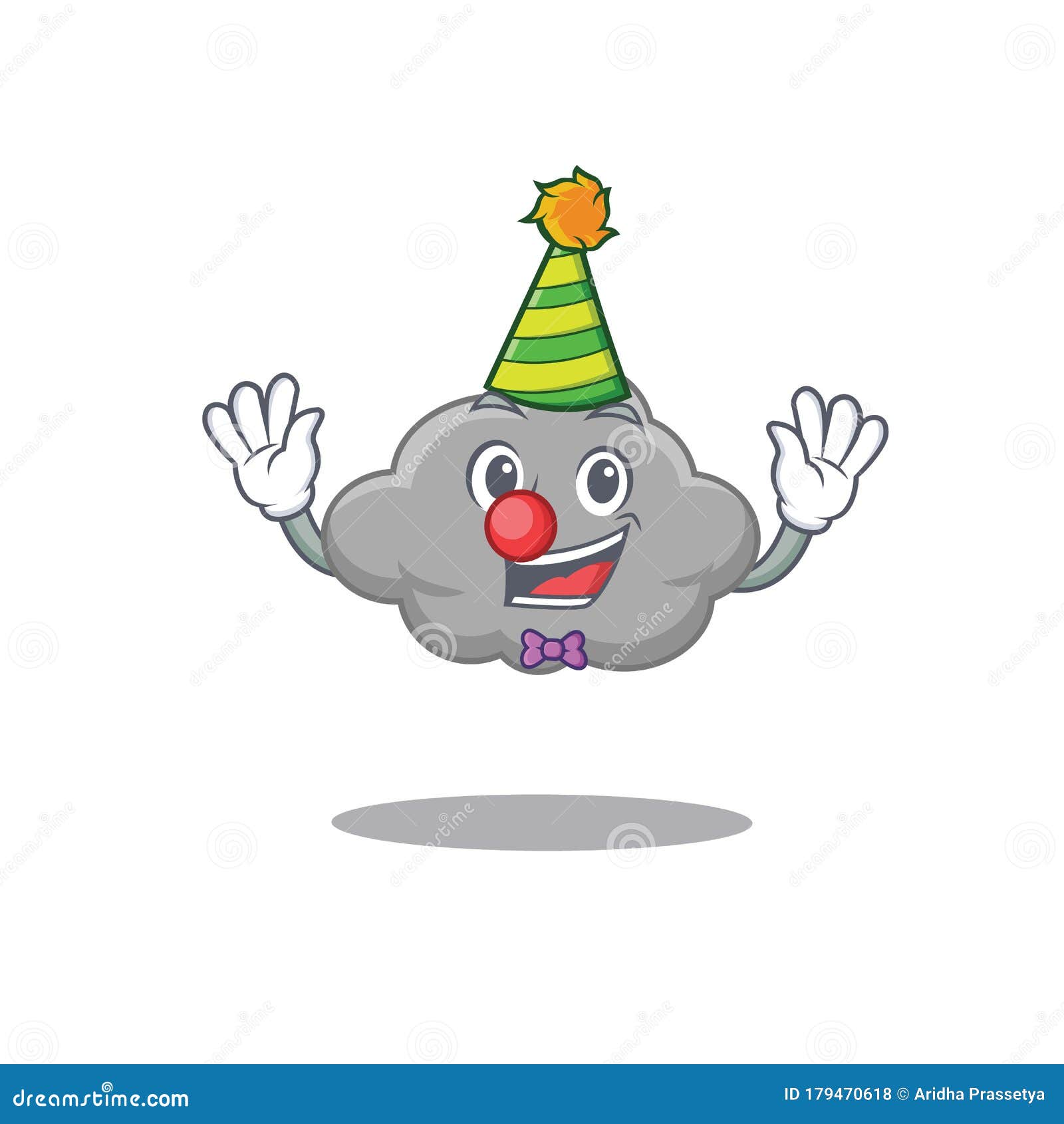 Cartoon Character Design Concept of Cute Clown Grey Cloud Stock Vector ...