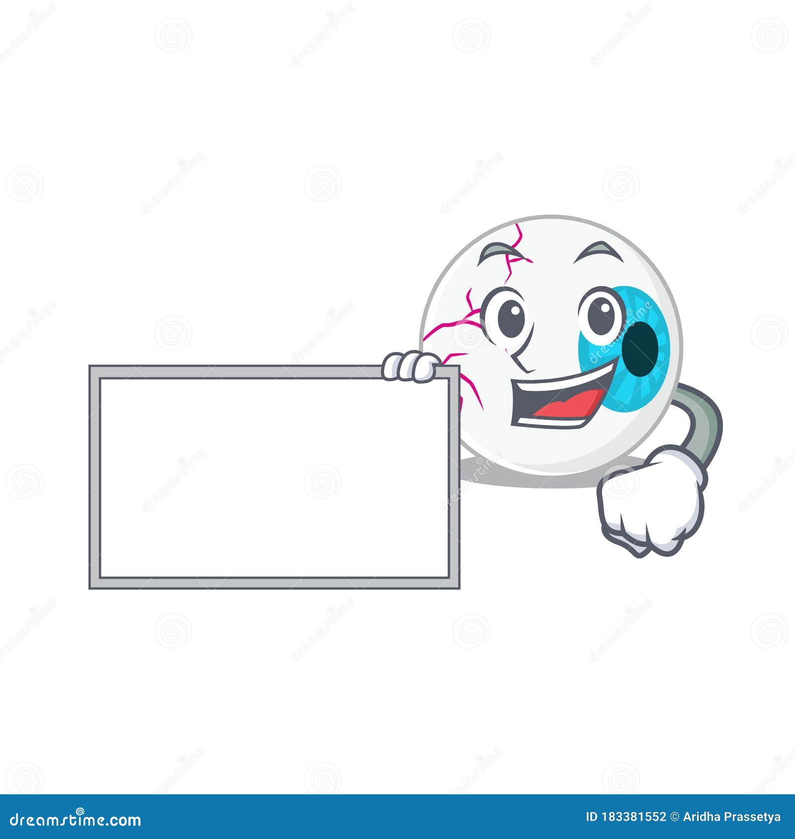 Cartoon Character Design of Eyeball Holding a Board Stock Vector ...