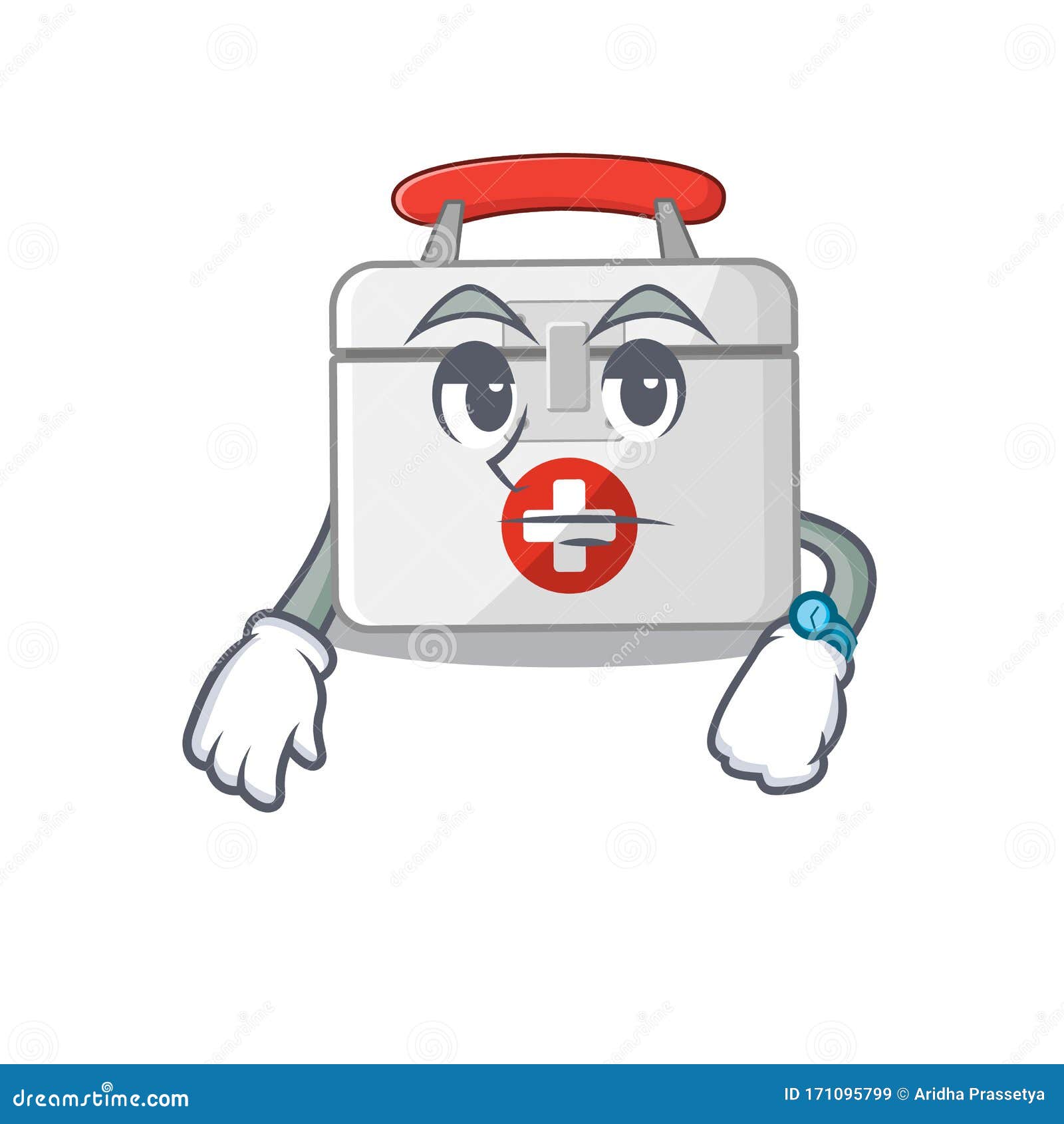 Cartoon Character Design of First Aid Kit on a Waiting Gesture Stock ...