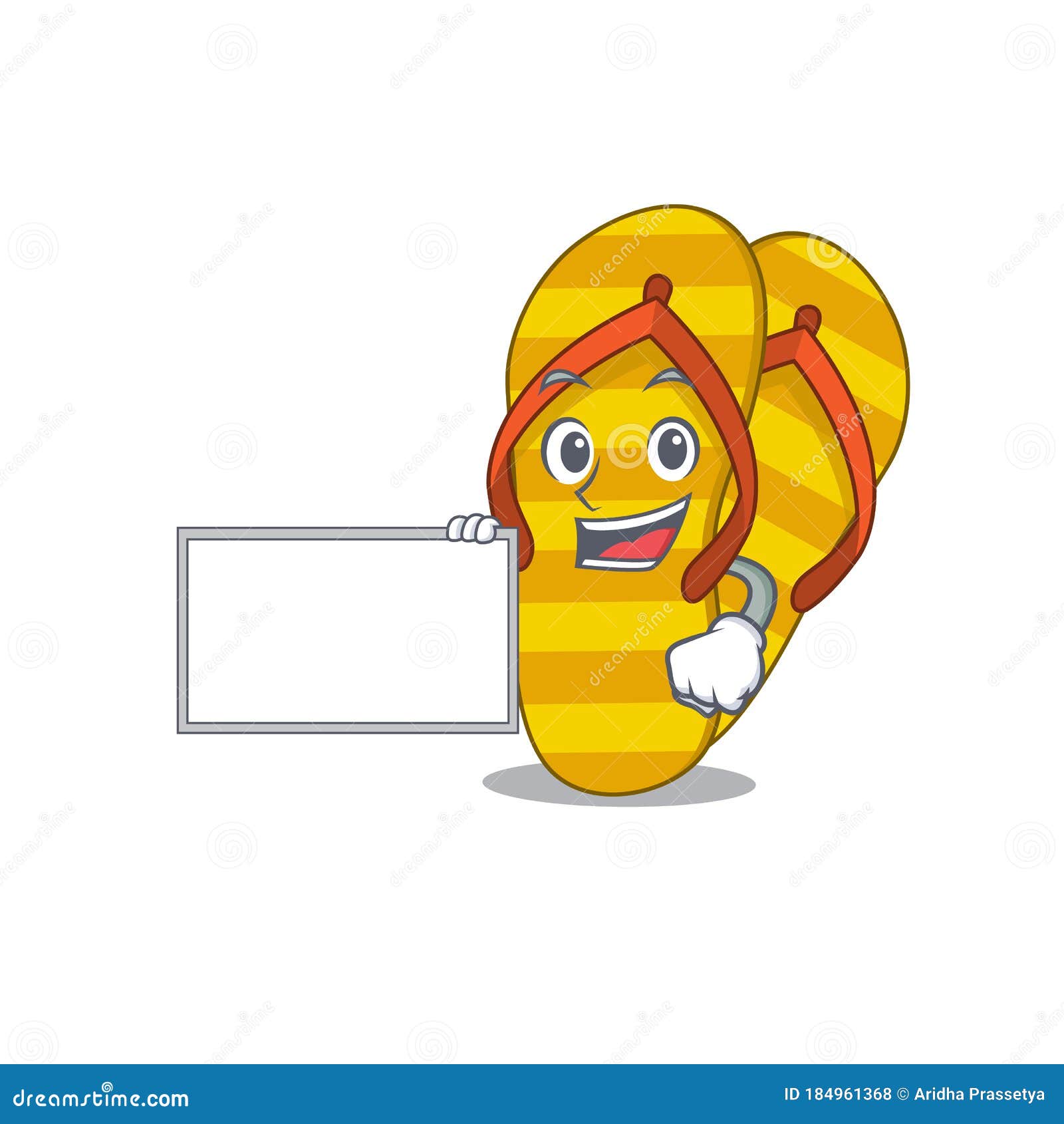Cartoon Character Design of Flip Flops Holding a Board Stock Vector ...