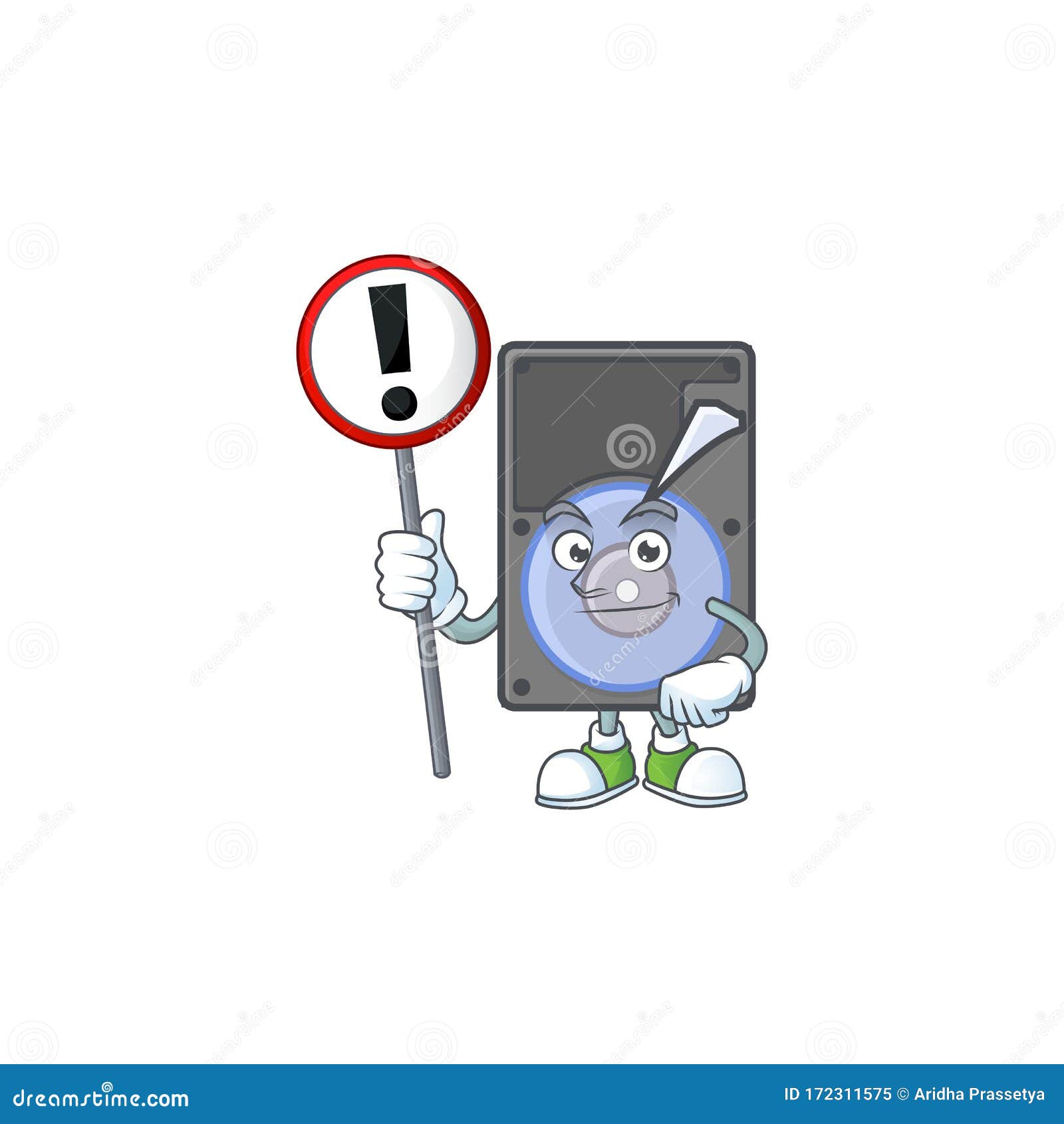 Cartoon Character Design of Hard Disk Rise Up a Broad Stock Vector ...