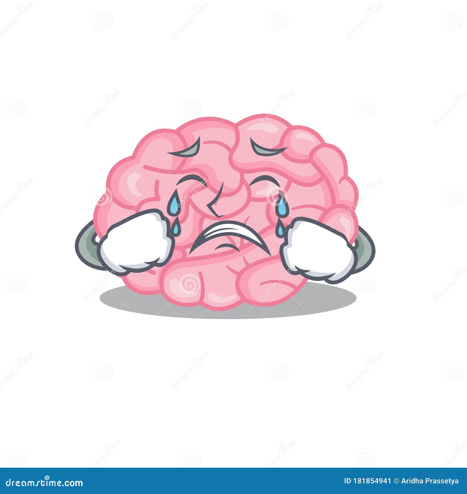 Cartoon Character Design of Human Brain with a Crying Face Stock Vector ...