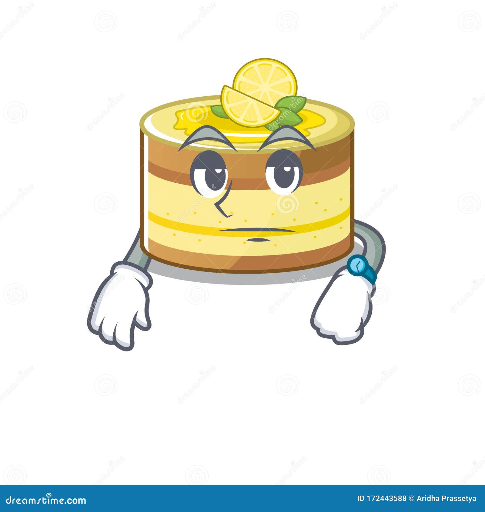 Cartoon Character Design of Lemon Cake on a Waiting Gesture Stock ...