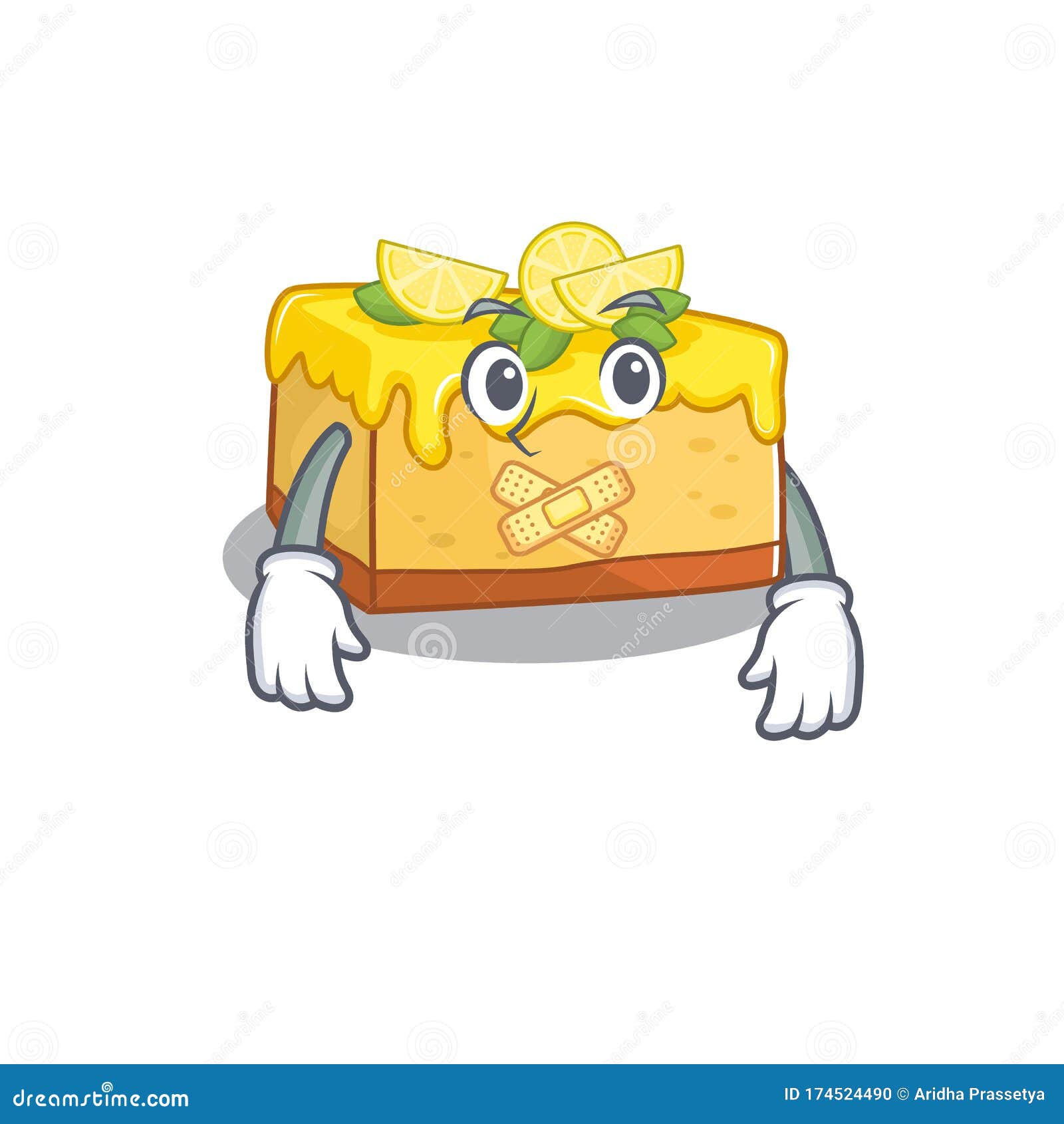 Cartoon Character Design Lemon Cheesecake Making a Silent Gesture Stock ...
