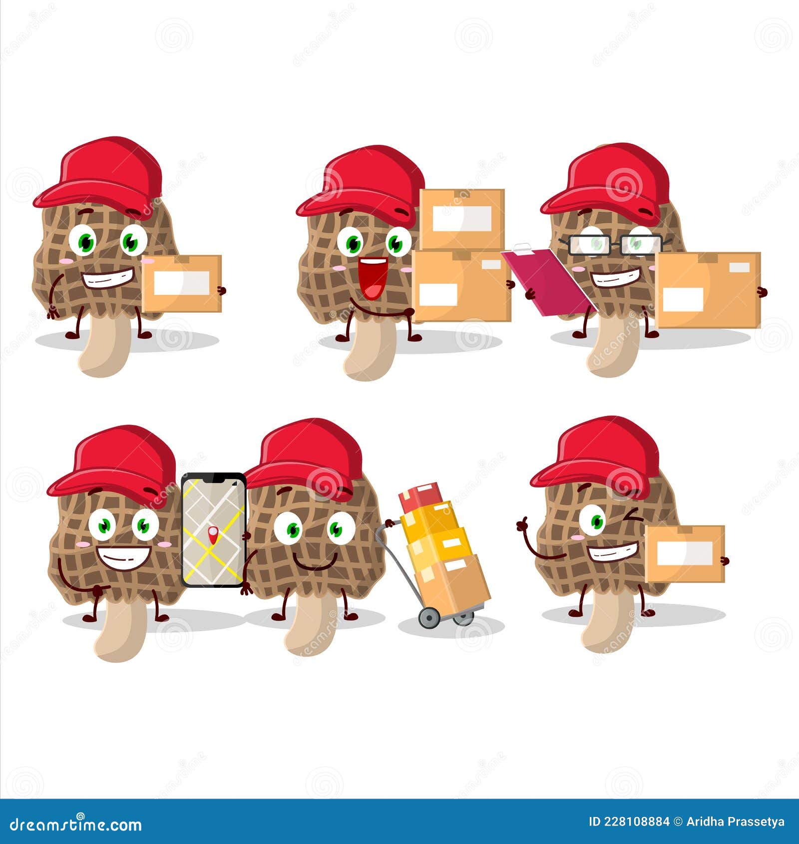 Cartoon Character Design of Morel Working As a Courier Stock ...
