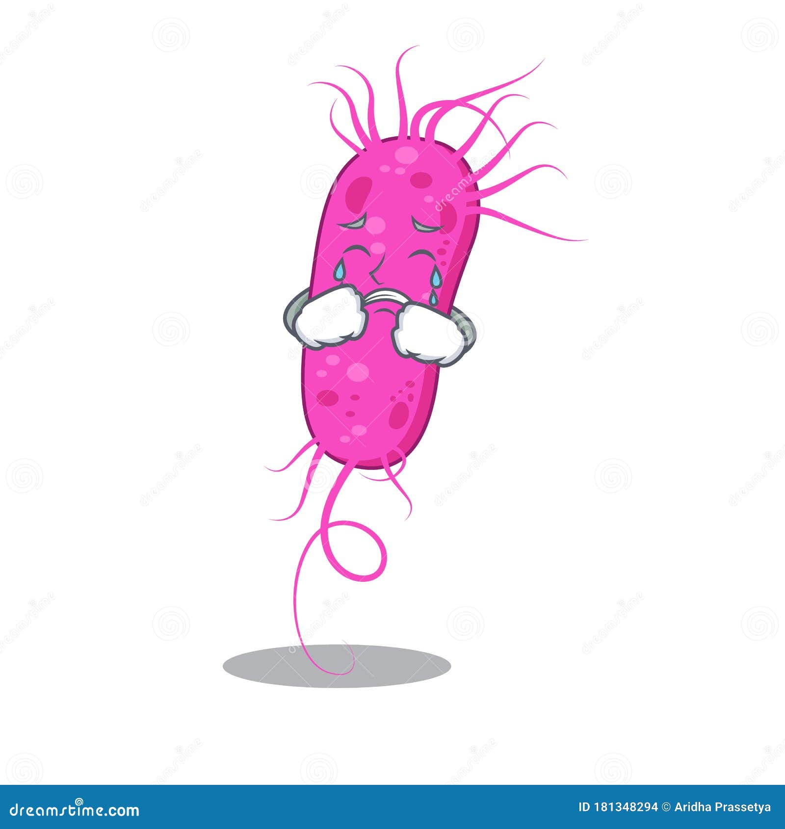 Cartoon Character Design Of Pseudomoa Bacteria With A Crying Face ...
