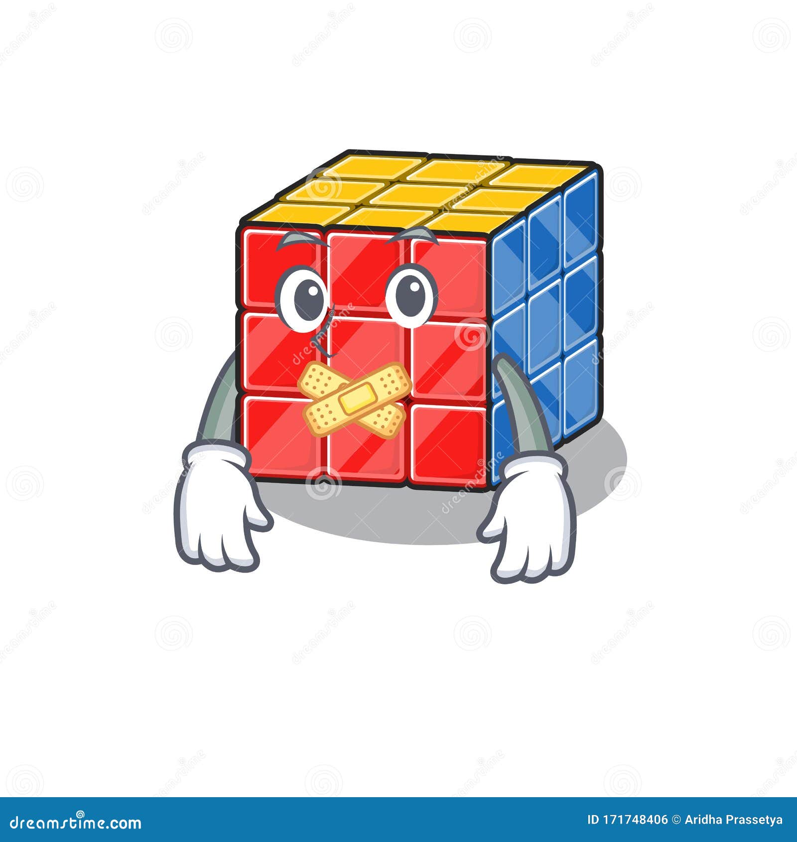 Cartoon Character Design Rubic Cube Making a Silent Gesture Editorial ...