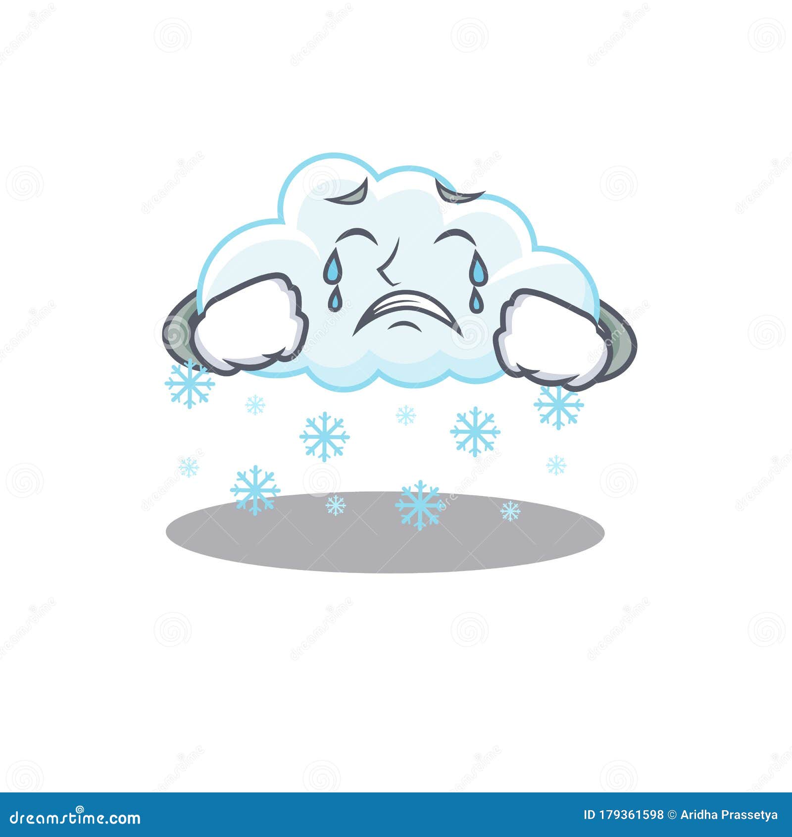 Cartoon Character Design of Snowy Cloud with a Crying Face Stock Vector ...