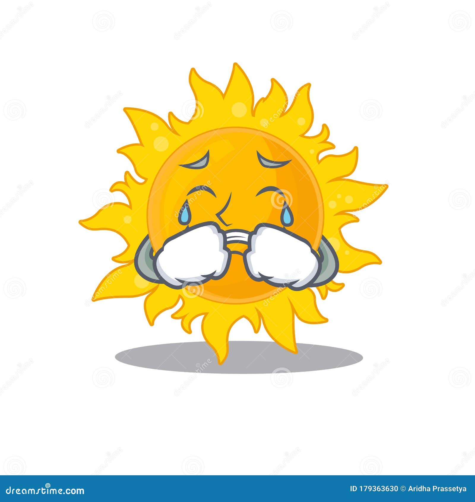 Cartoon Character Design of Summer Sun with a Crying Face Stock Vector ...