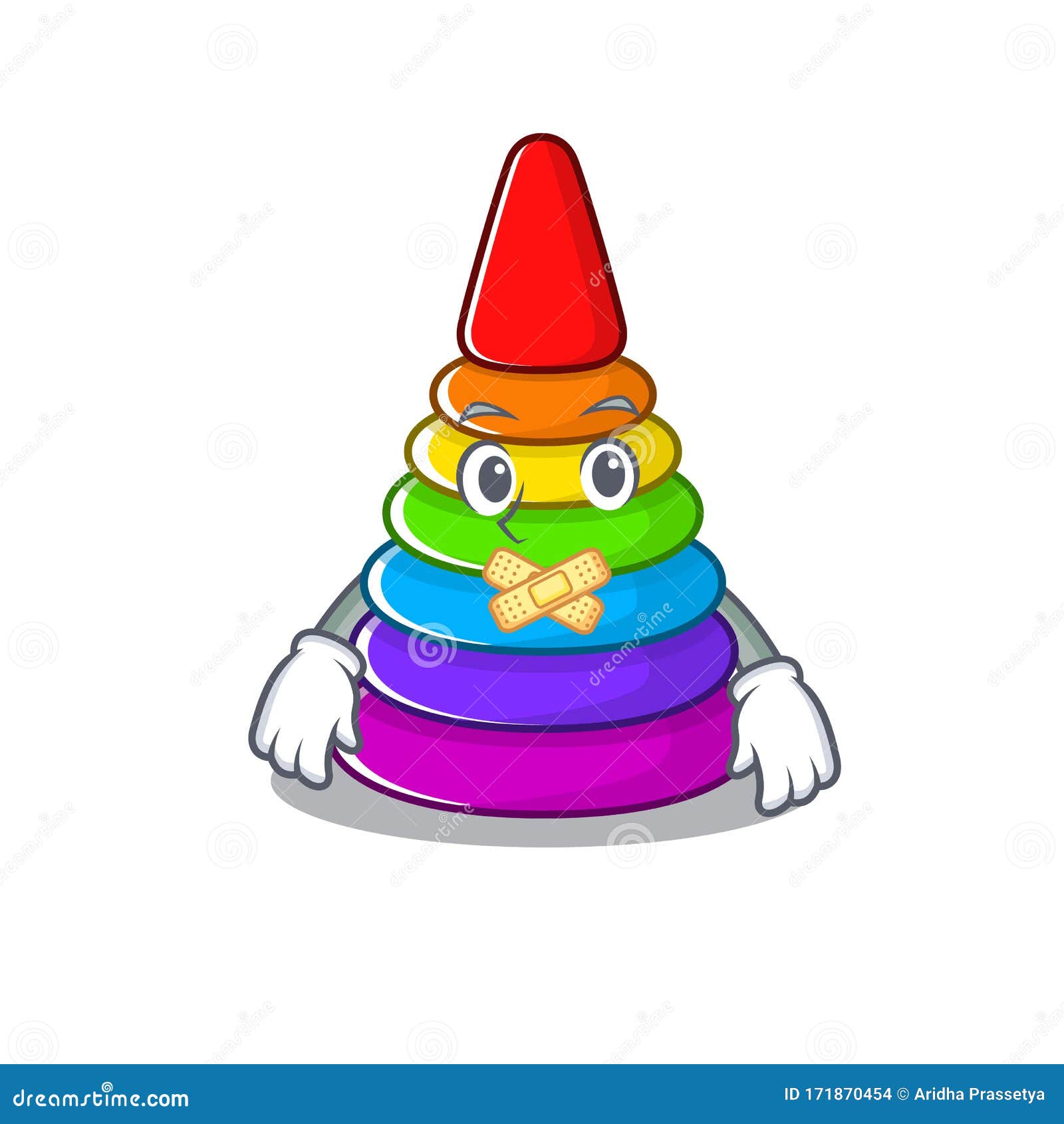 Cartoon Character Design Toy Pyramid Making a Silent Gesture Stock ...