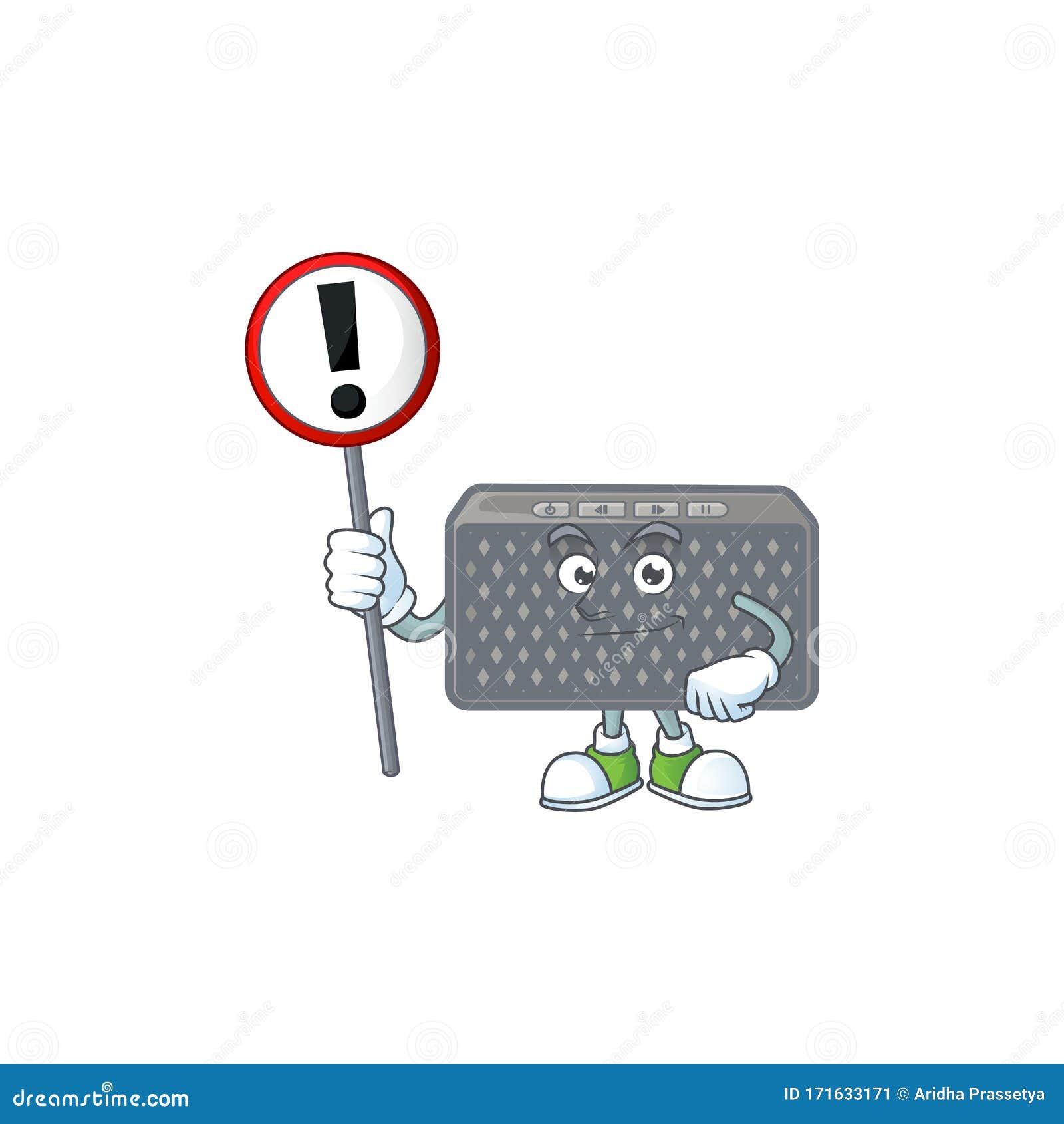Cartoon Character Design of Wireless Speaker Rise Up a Broad Stock ...