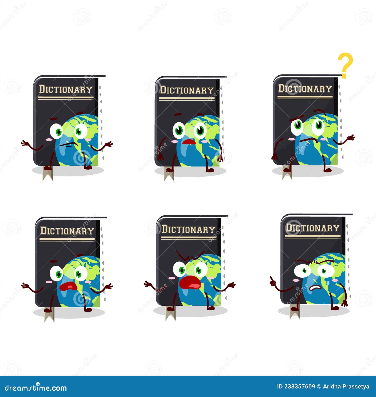Cartoon Character of Dictionary Book with What Expression Stock Vector ...
