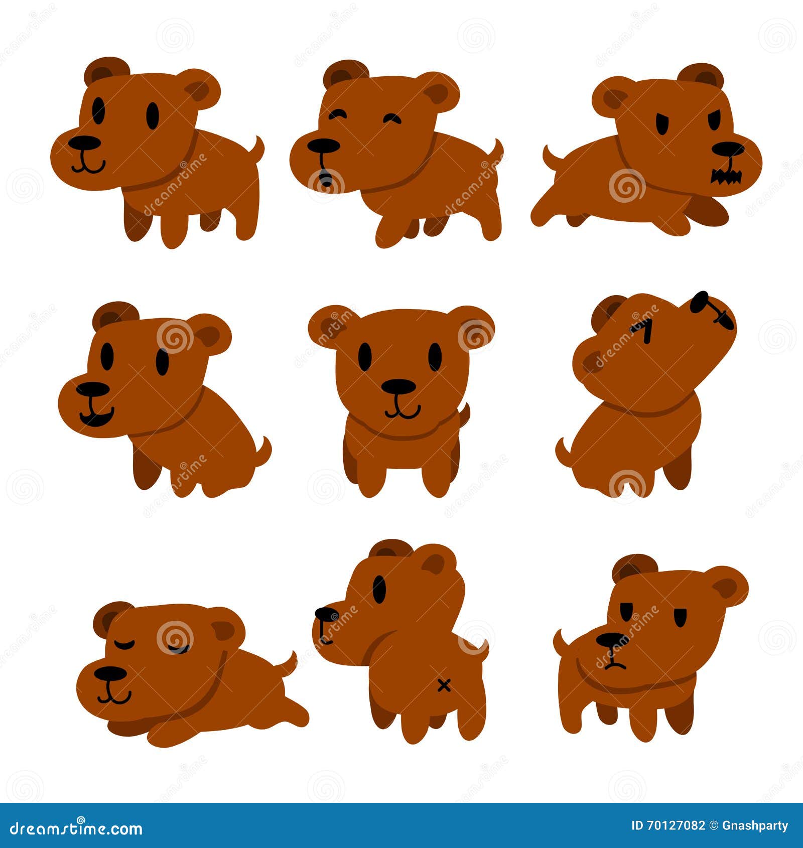 Cartoon Character Dog Poses Stock Vector - Illustration of happy, tail ...